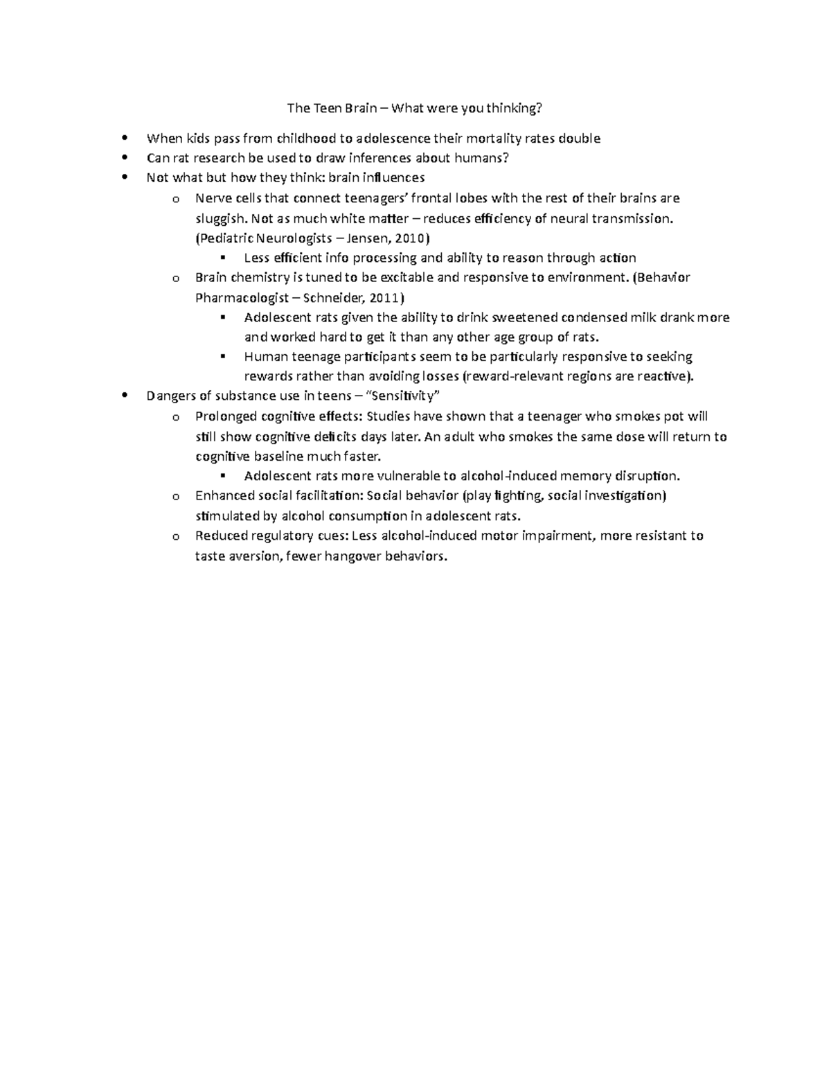 The Teen Brain - notes - Doris Bazzini - The Teen Brain – What were you ...