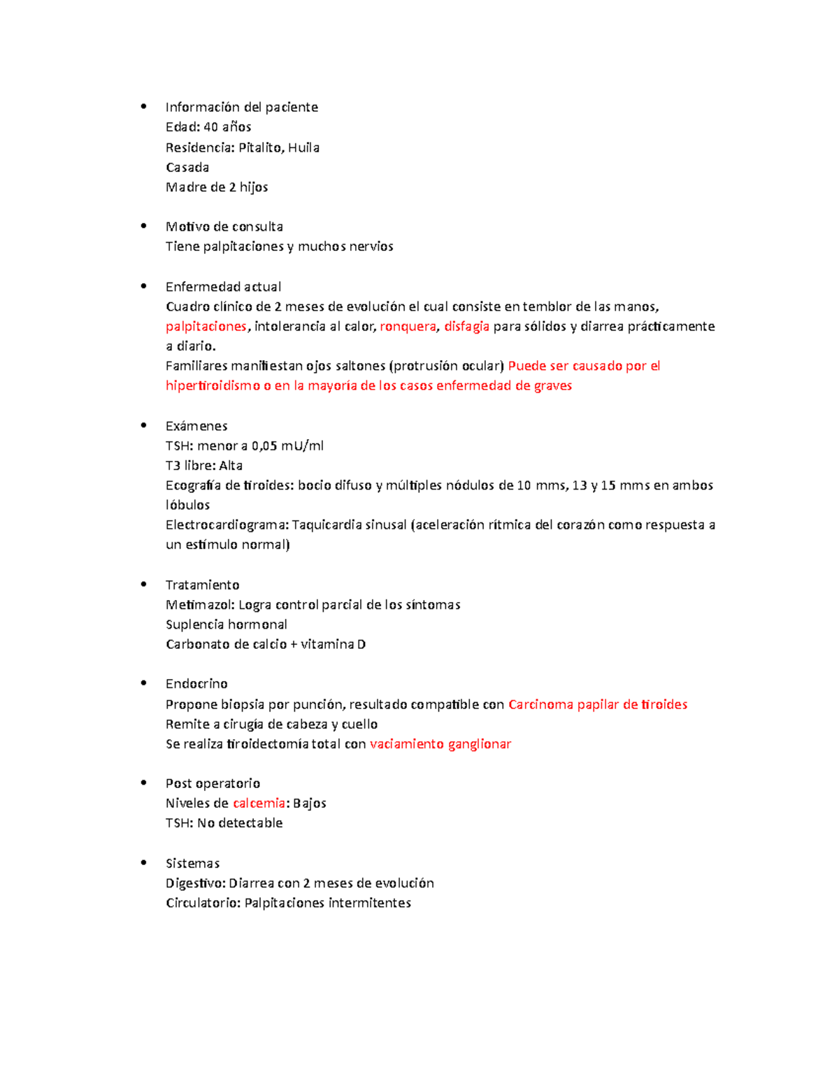 Información del paciente - Información del paciente Edad: 40 años ...