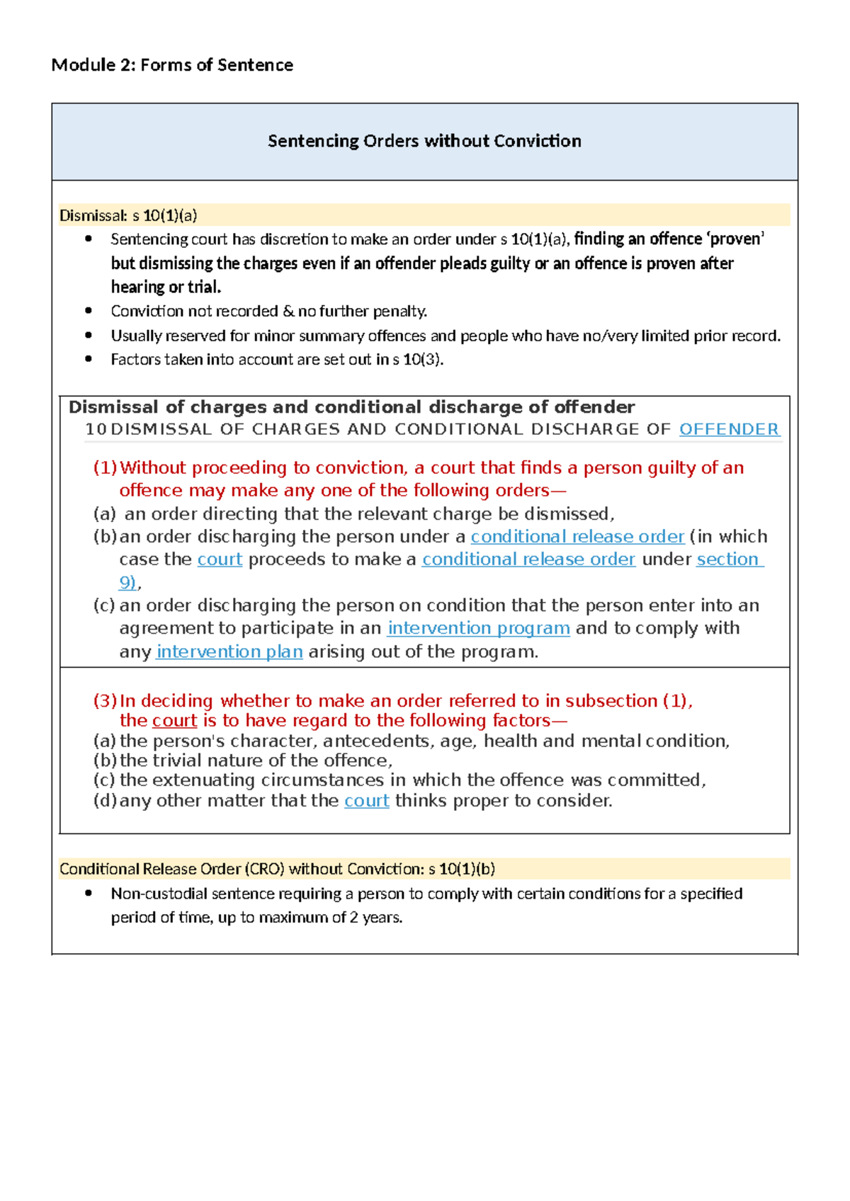 Module 2 Sentencing Orders - Module 2: Forms of Sentence Sentencing ...