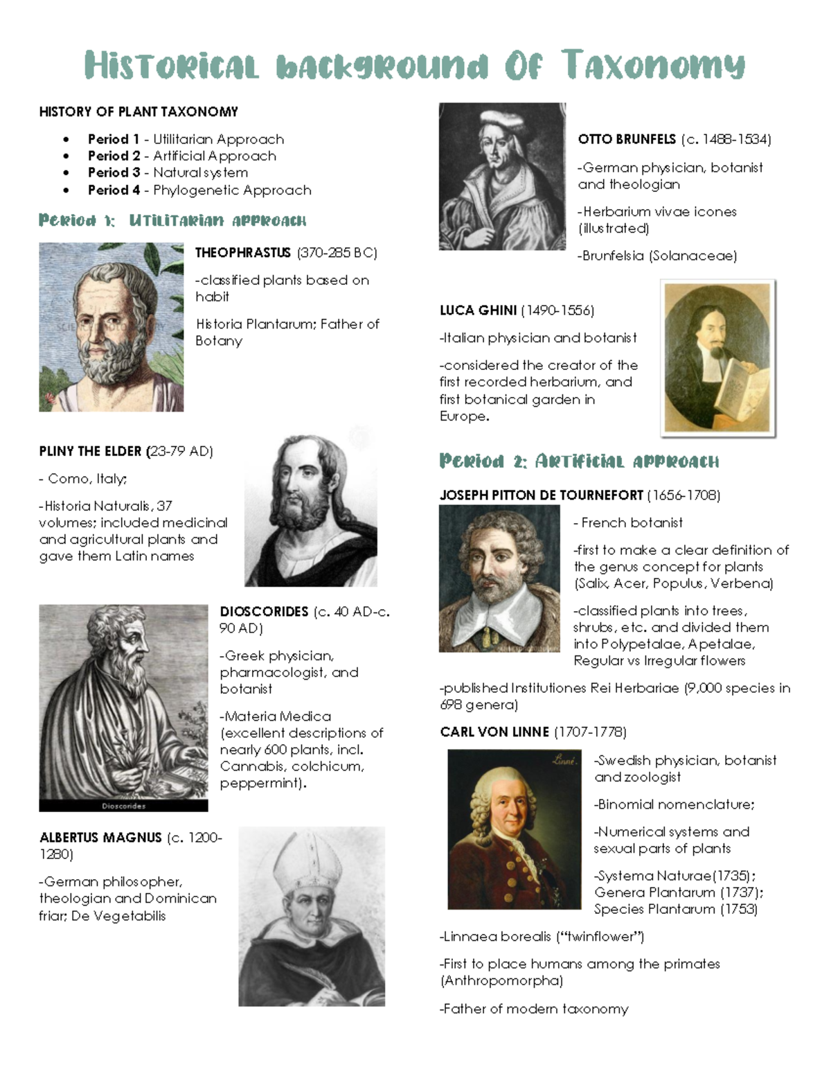 Historical background Of Taxonomy - Historical background Of Taxonomy ...