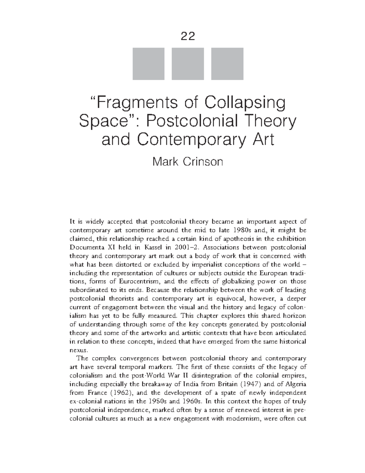 Chap 22 - other - 450 M A R K C R I N S O N 22 “Fragments of Collapsing ...