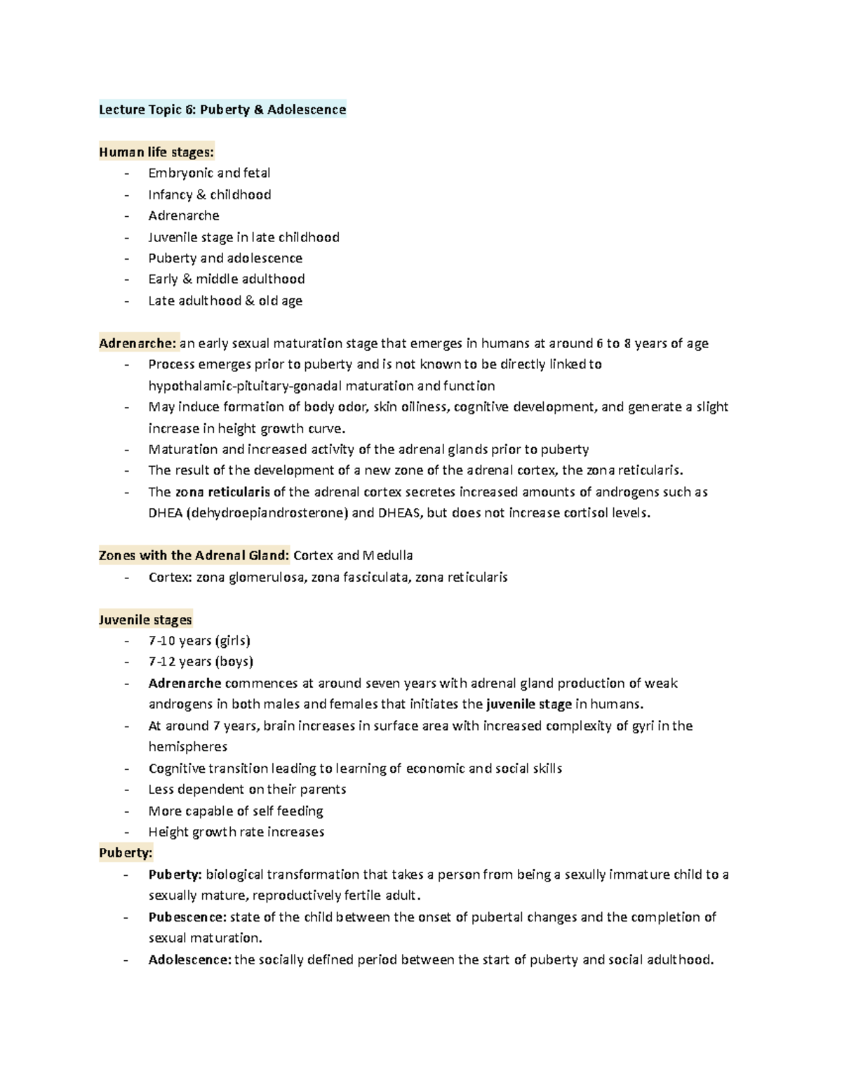 Human Reproduction Unit 2 and 3 - Lecture Topic 6: Puberty ...