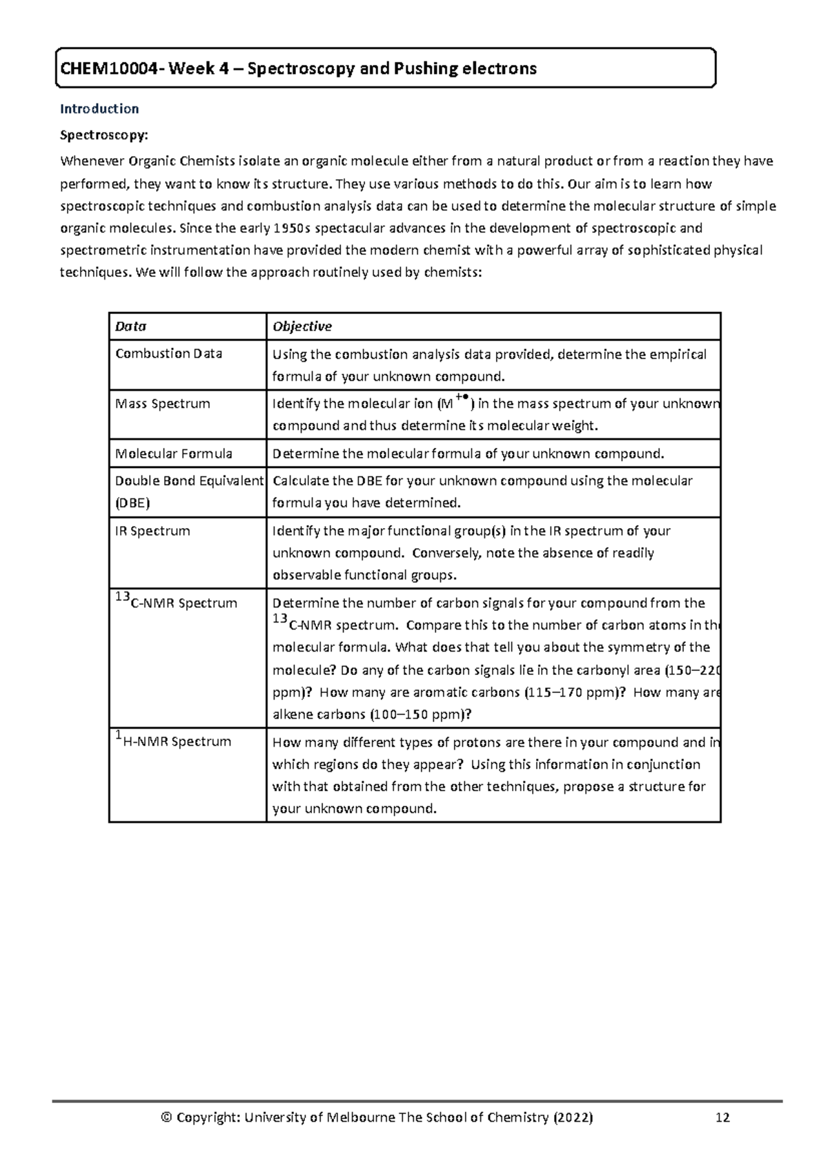 Week 4 CHEM10004 2022 Sem 2 Tutorial Questions-2 - CHEM10004- Week 4 3 ...