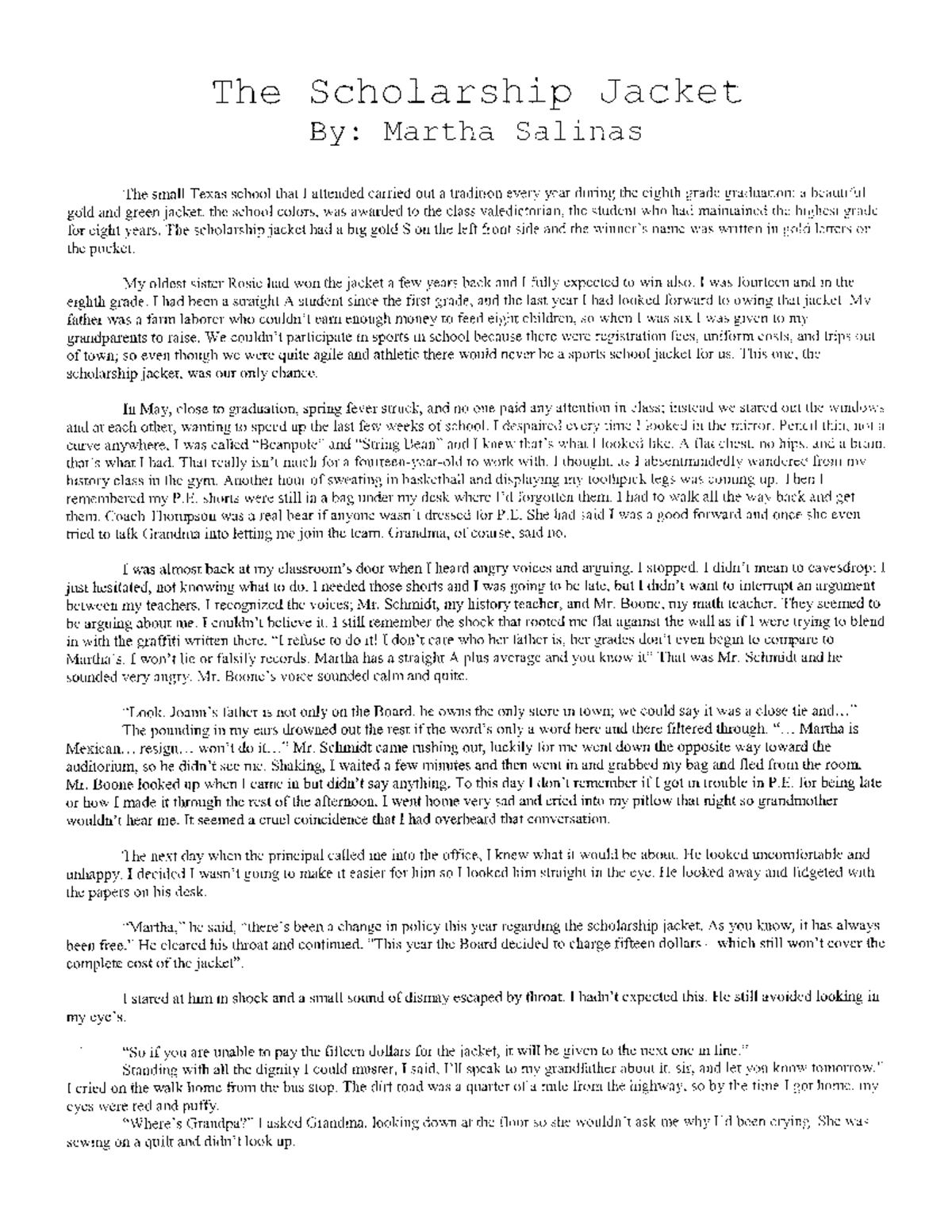 The Scholarship Jacket (ELC 151) - Integrated Language Skills II - Studocu