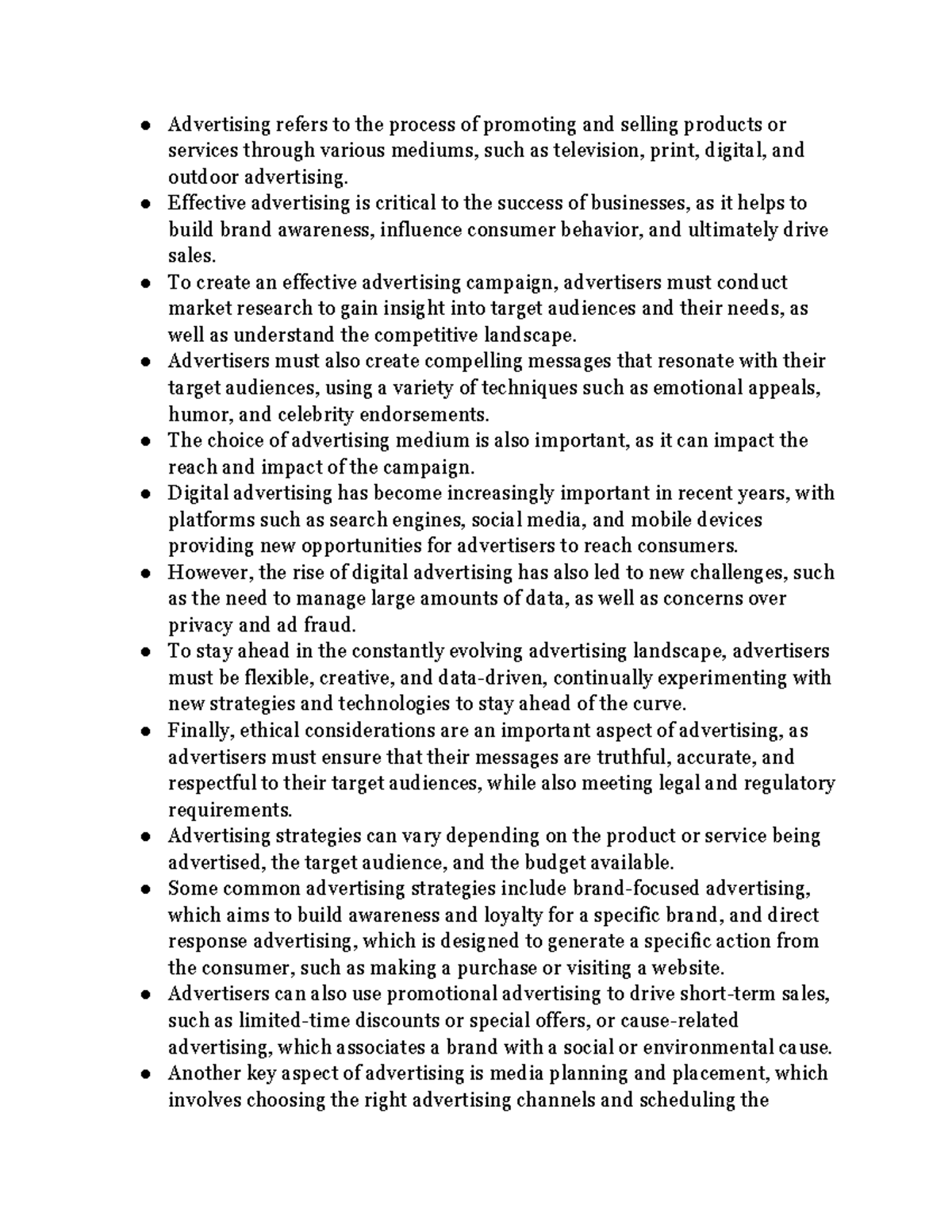 Advertising Notes - Advertising refers to the process of promoting and ...