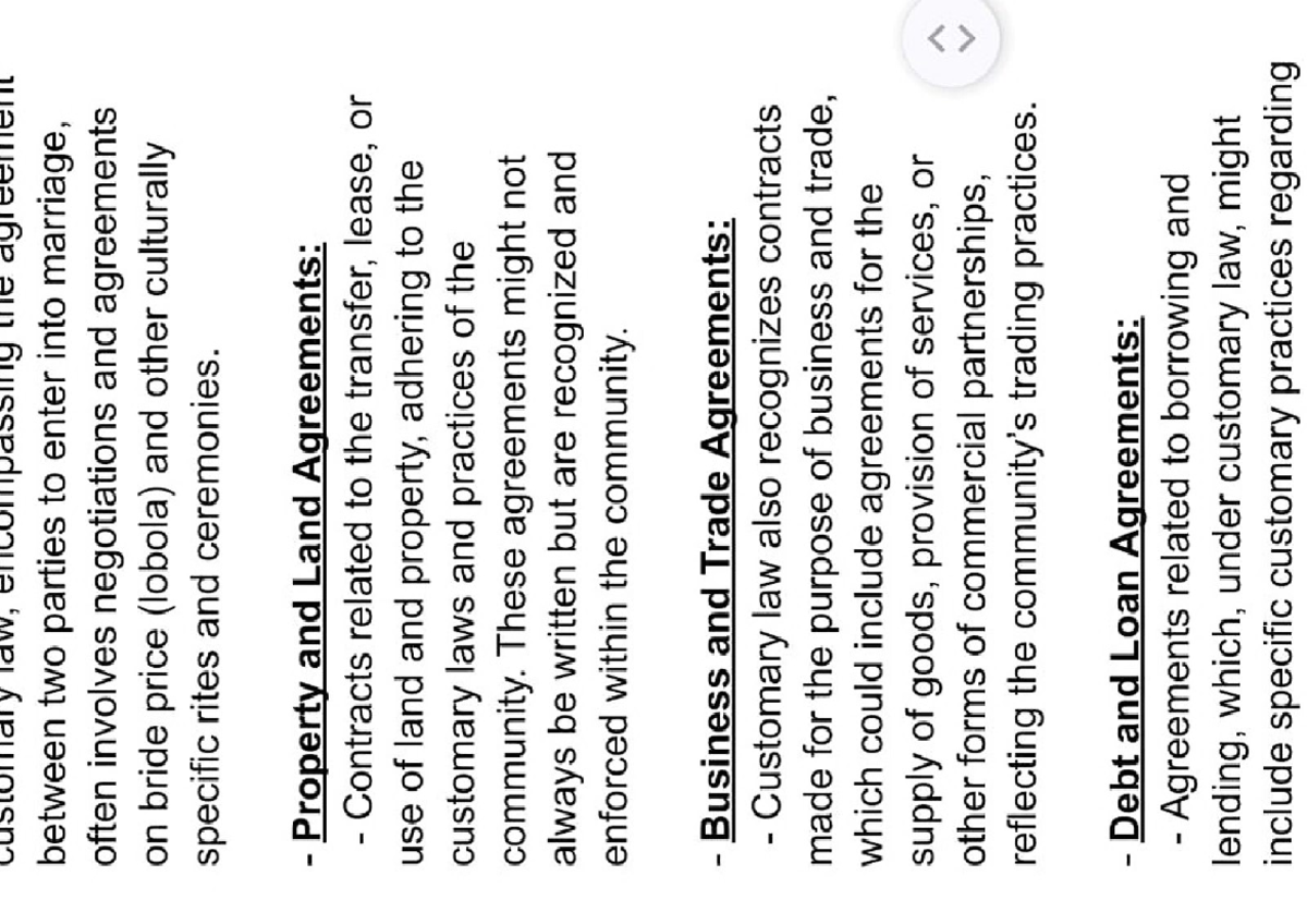 Custom law - notes - Customary law, encompassing e agreement between ...