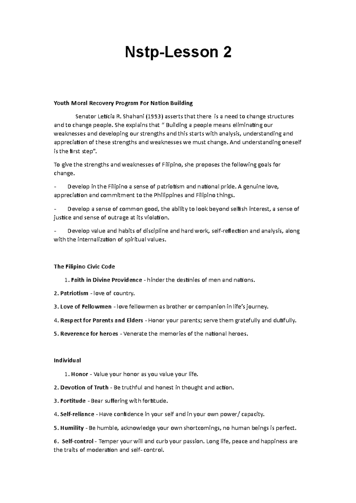 Nstp-Lesson 2 - Youth Moral Recovery Program For Nation Building ...