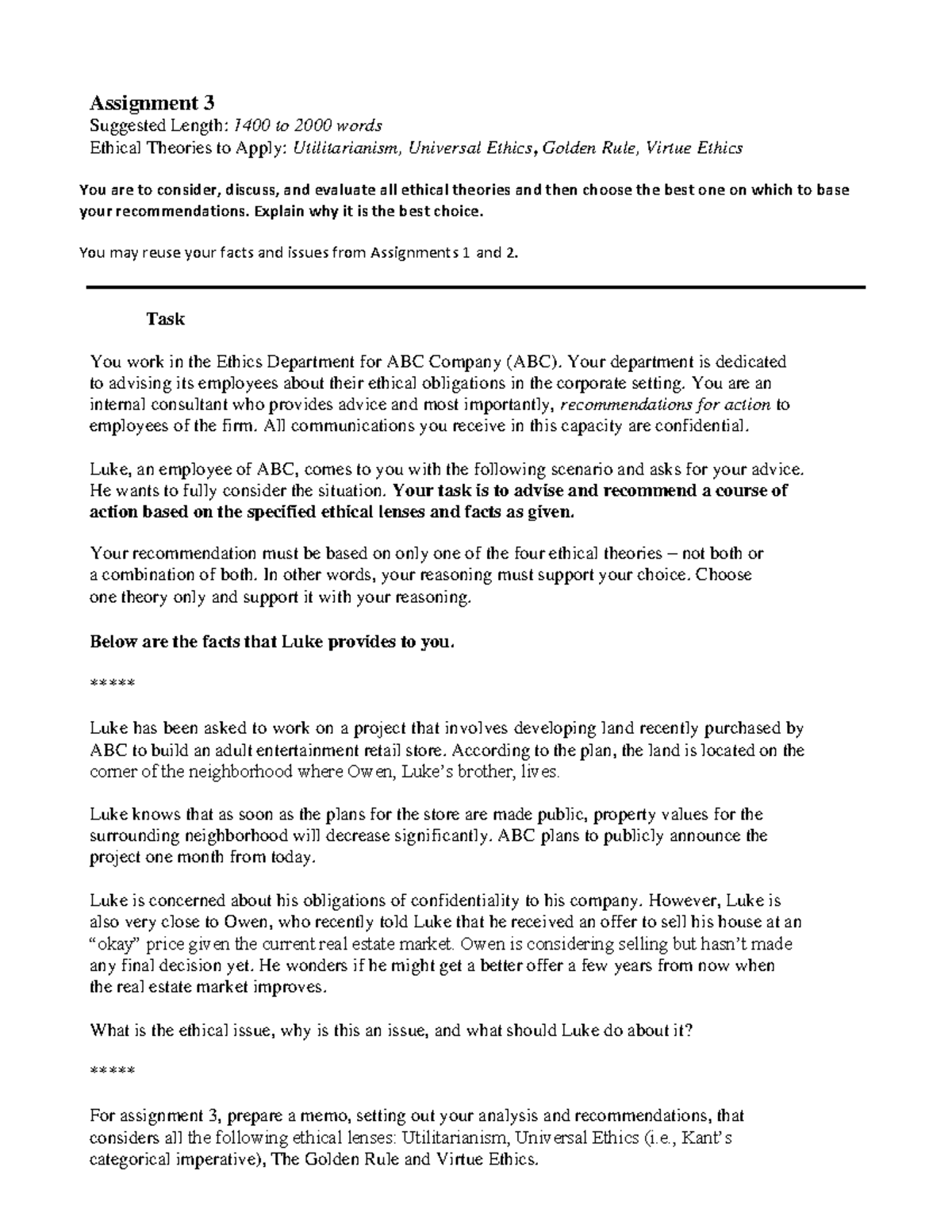 Assignment 3 Task revised SP23 - Assignment 3 Suggested Length: 1400 to 2000 words Ethical ...