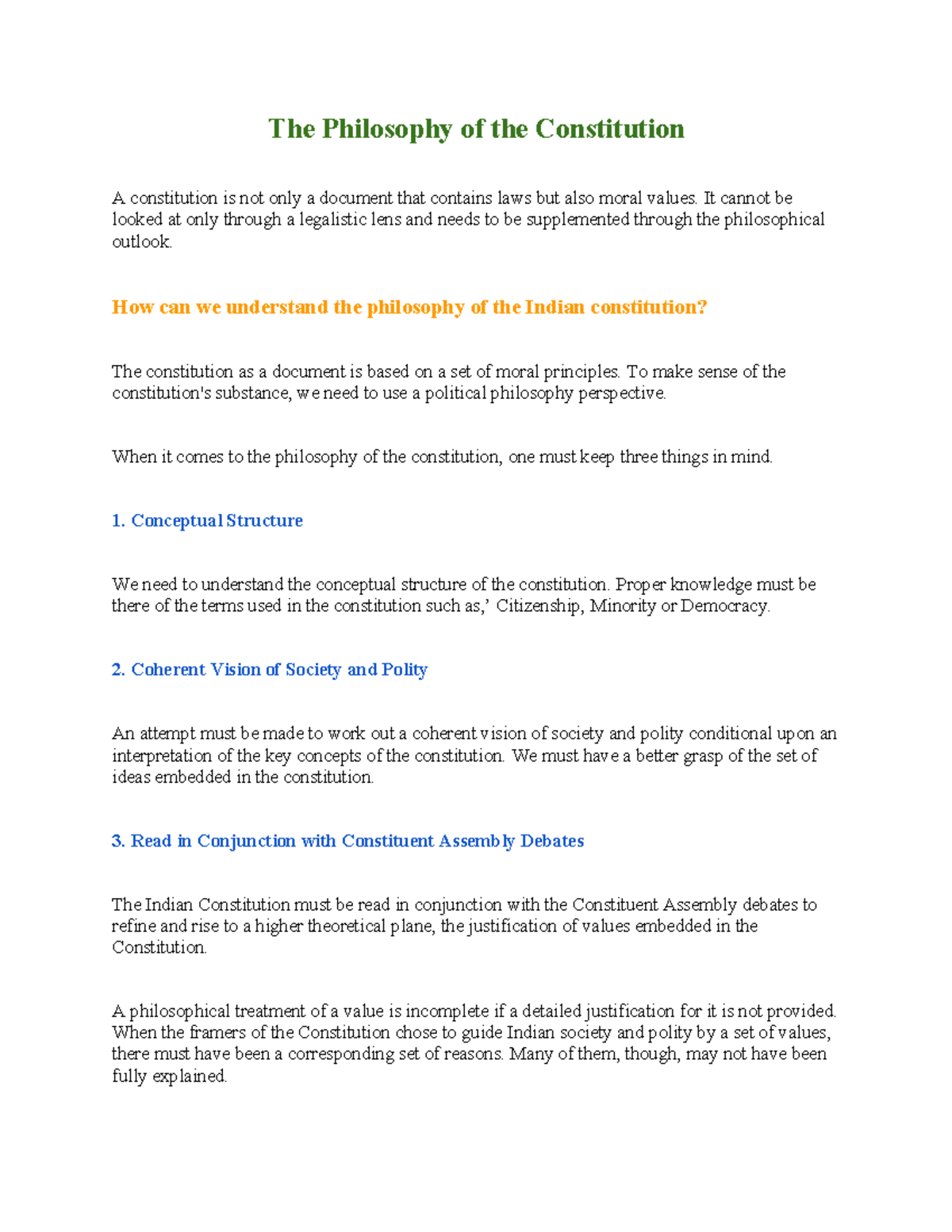 The Philosophy of the Constitution - It cannot be looked at only ...