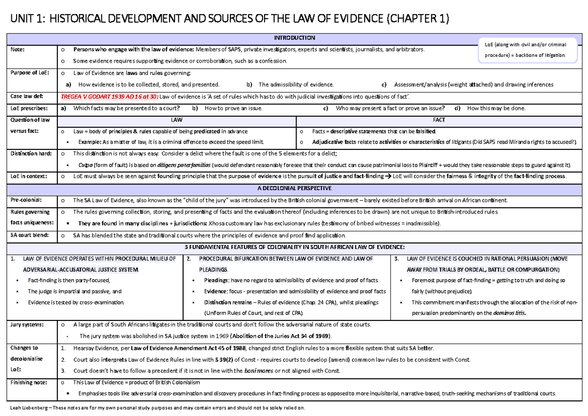 BWR Semester TEST 1 notes - UNIT 1: HISTORICAL DEVELOPMENT AND SOURCES ...