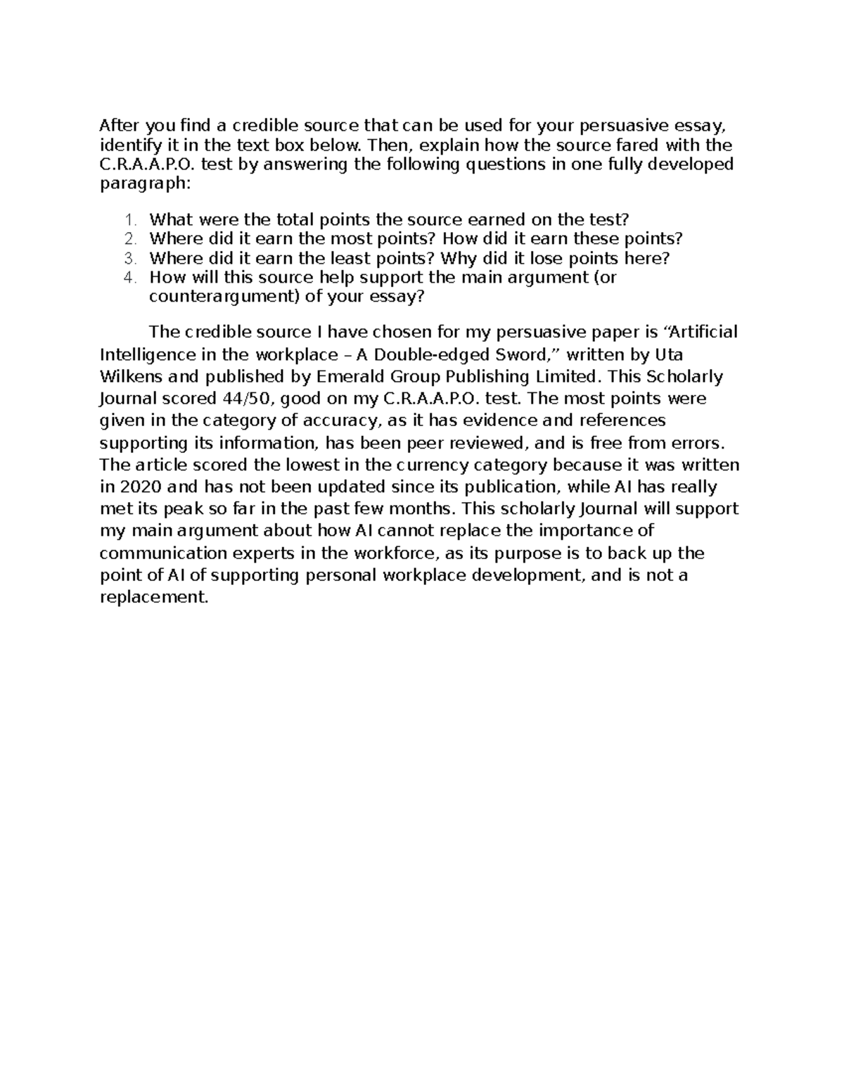 ENG-123 3-2 Paragraph - After you find a credible source that can be ...