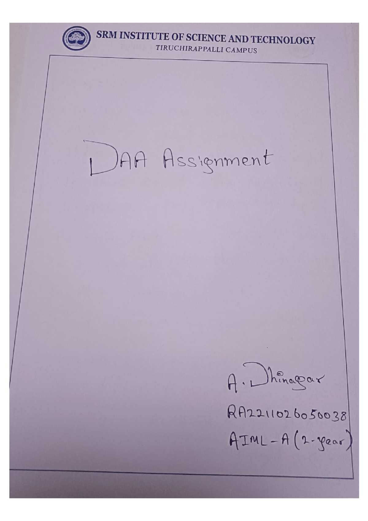 Daa final assignment - Introduction To Ai/Ml - Studocu