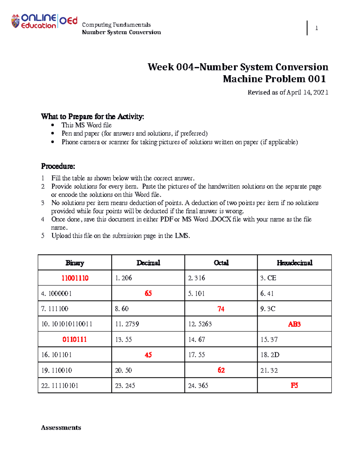 Week004-Machine Problem 001 - Computing Fundamentals Number System ...