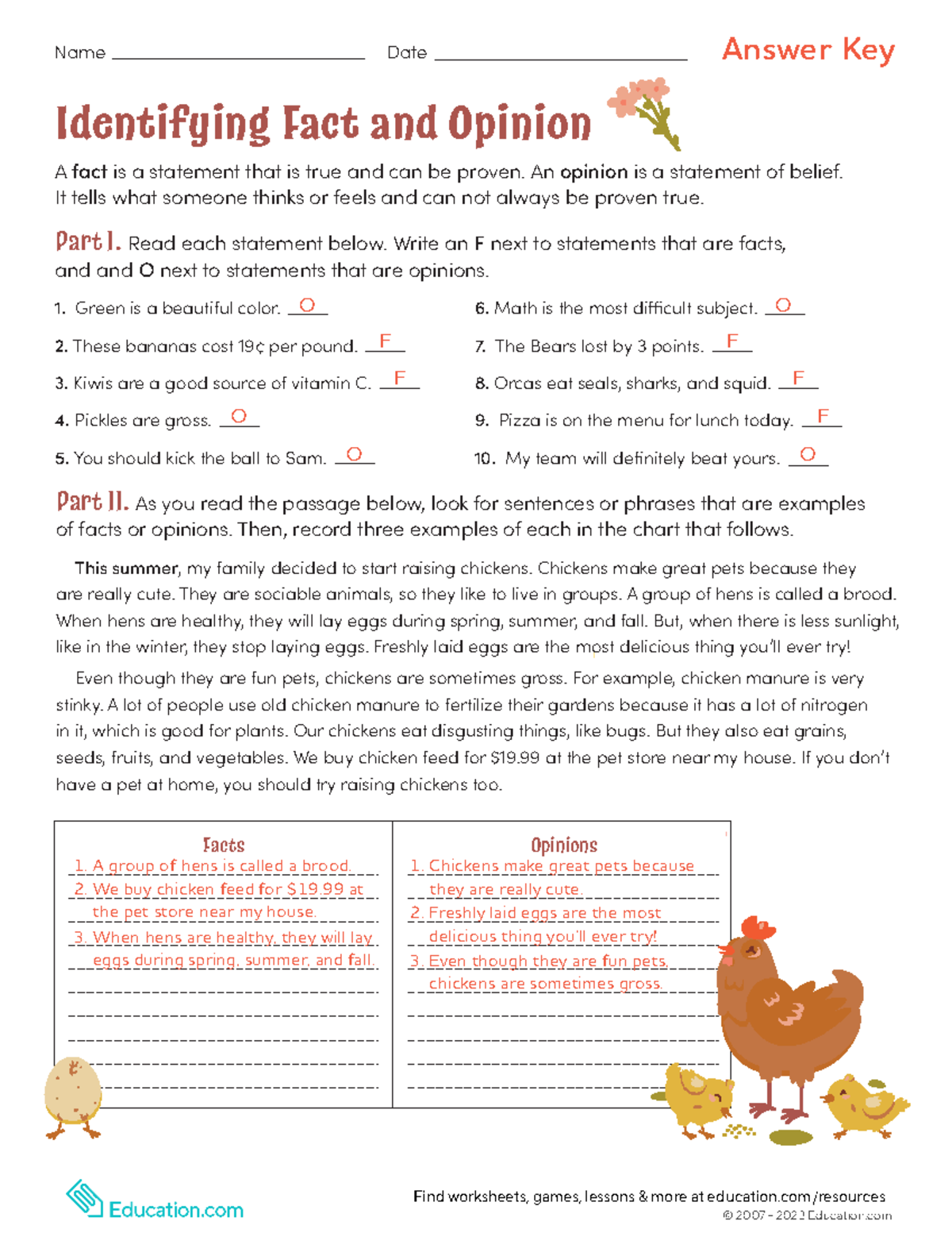 Answer identifying fact and opinion - Identifying Fact and Opinion A ...