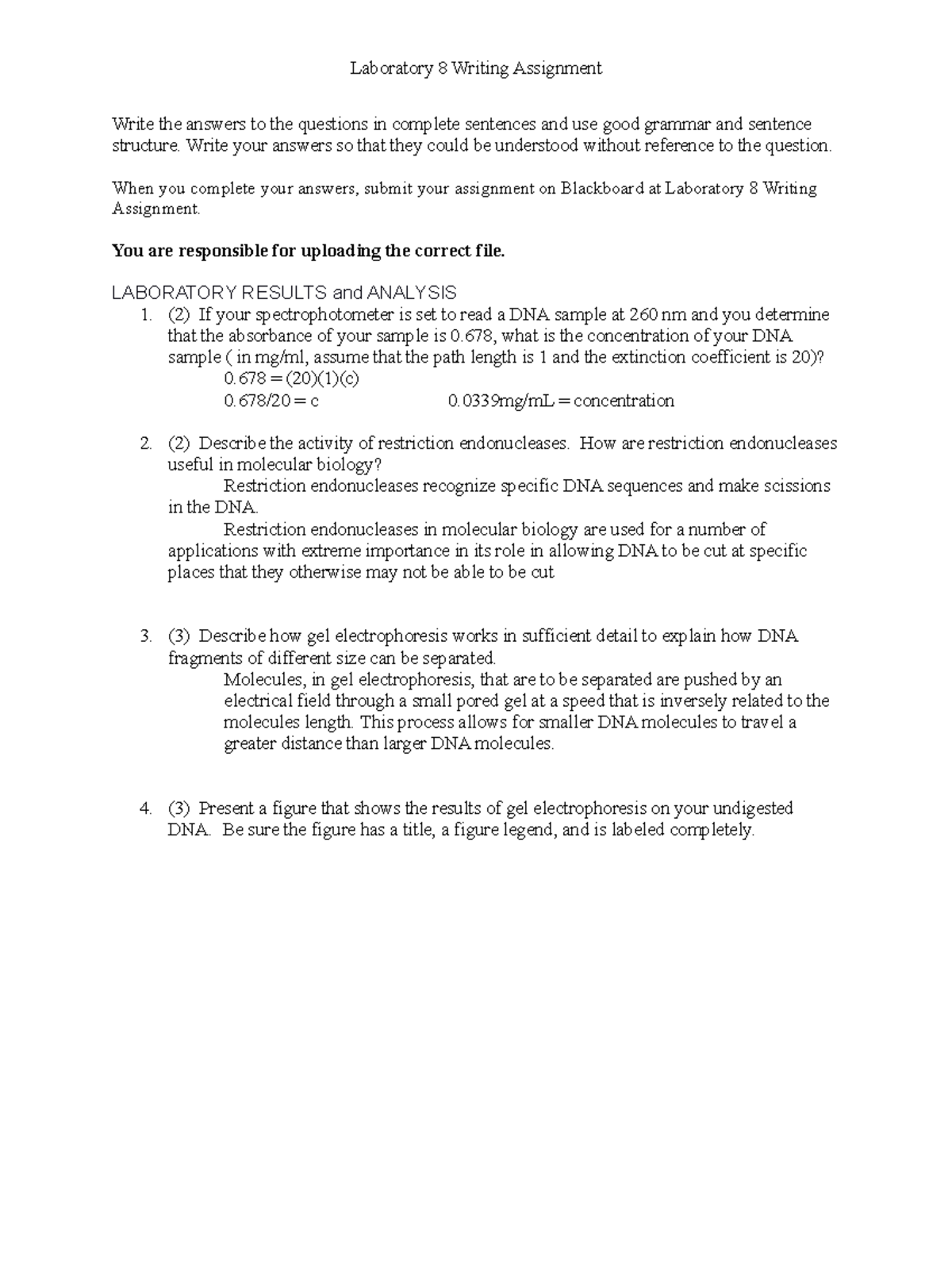 Week 8 Assignment Fall 2015 - Laboratory 8 Writing Assignment Write the ...