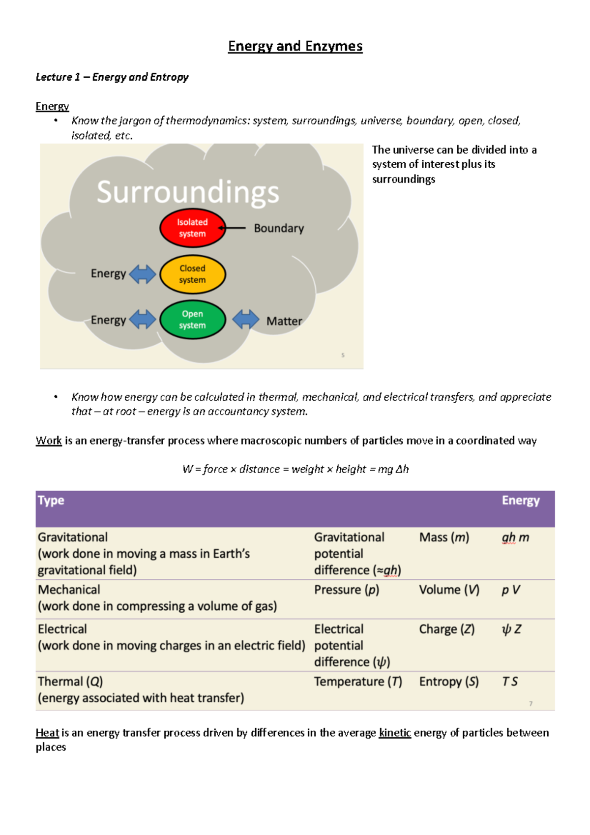 3.Energy and enzymes - Energy and enzyme lecture notes with additional ...