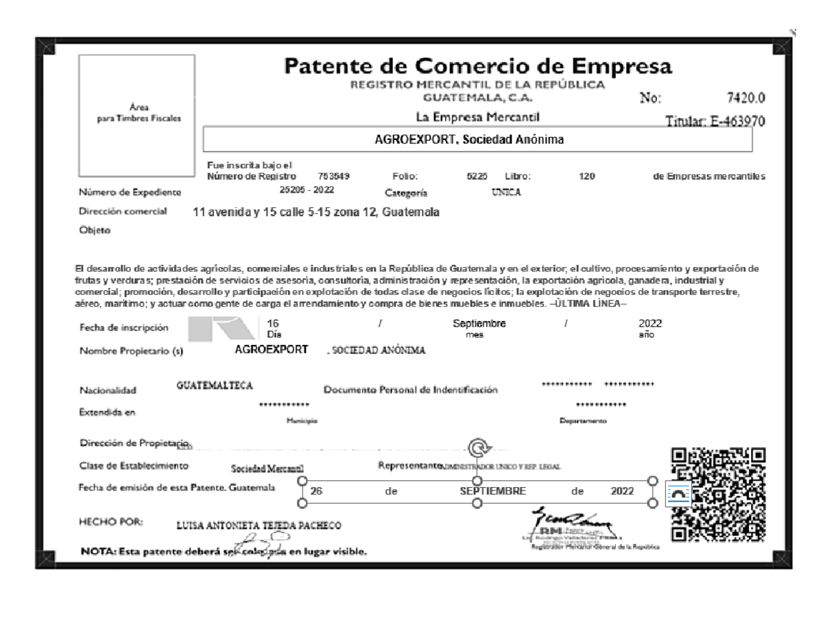 Patente de comercio mercantil - Derecho Administrativo - USAC - Studocu