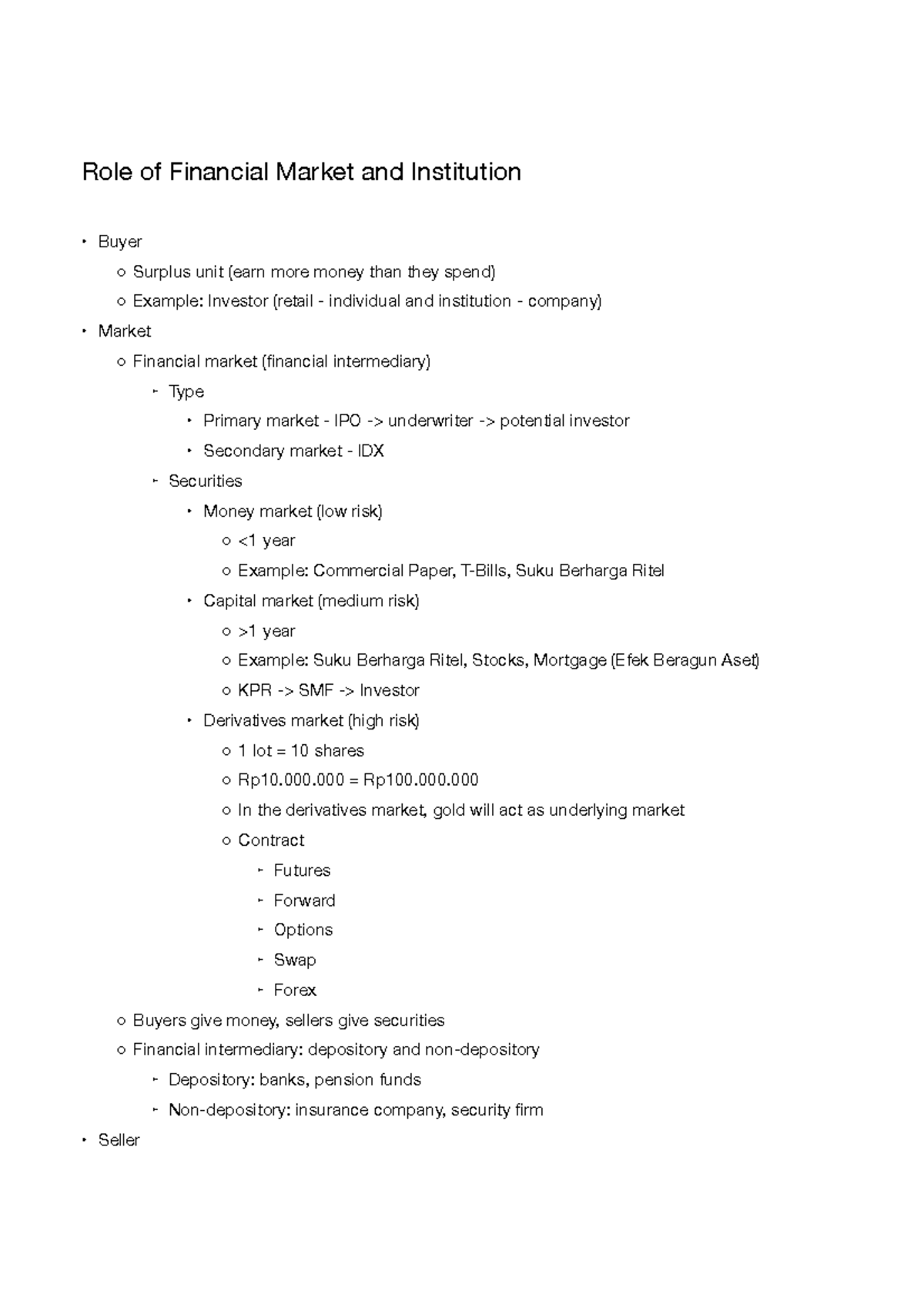 Role of Financial Market Institution - Role of Financial Market and ...