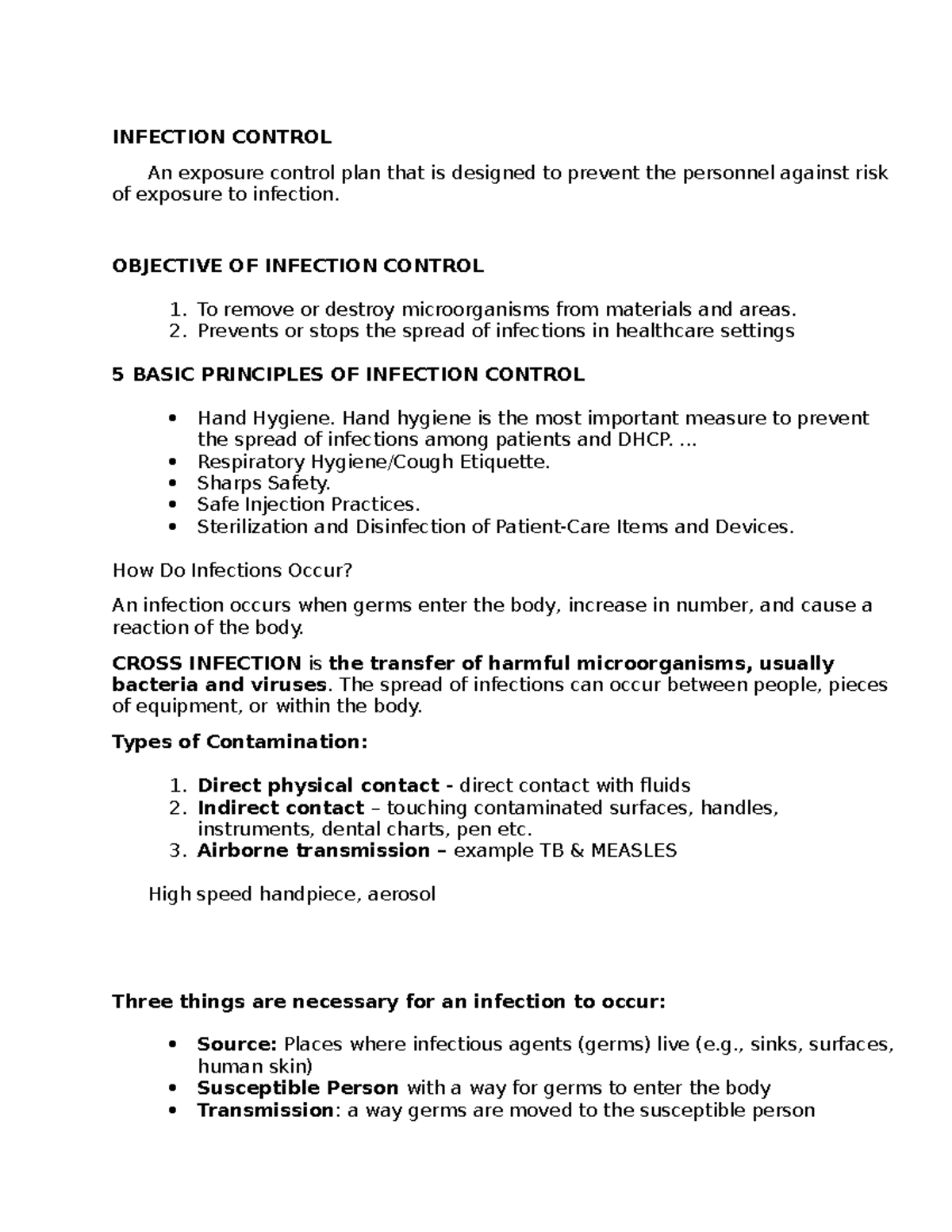 Infection Control - INFECTION CONTROL An exposure control plan that is ...