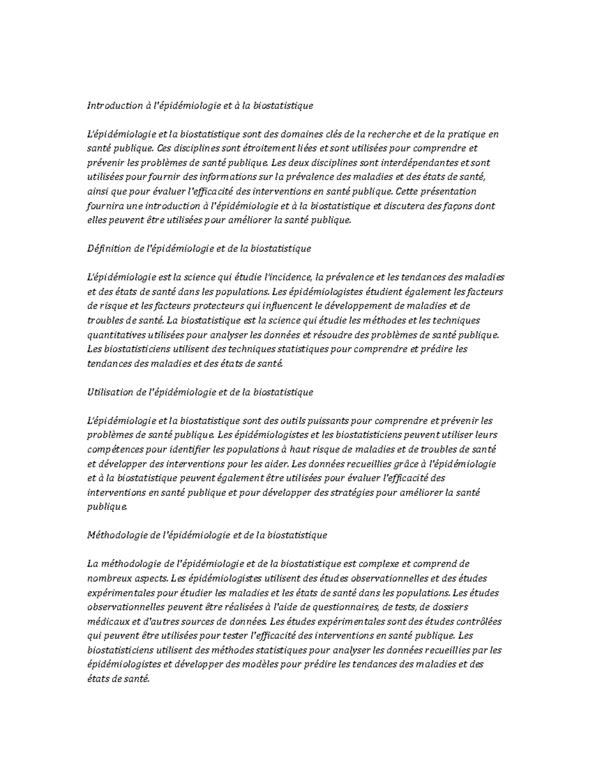 Epidemiology and Biostatistics Study Notes - Introduction à l ...