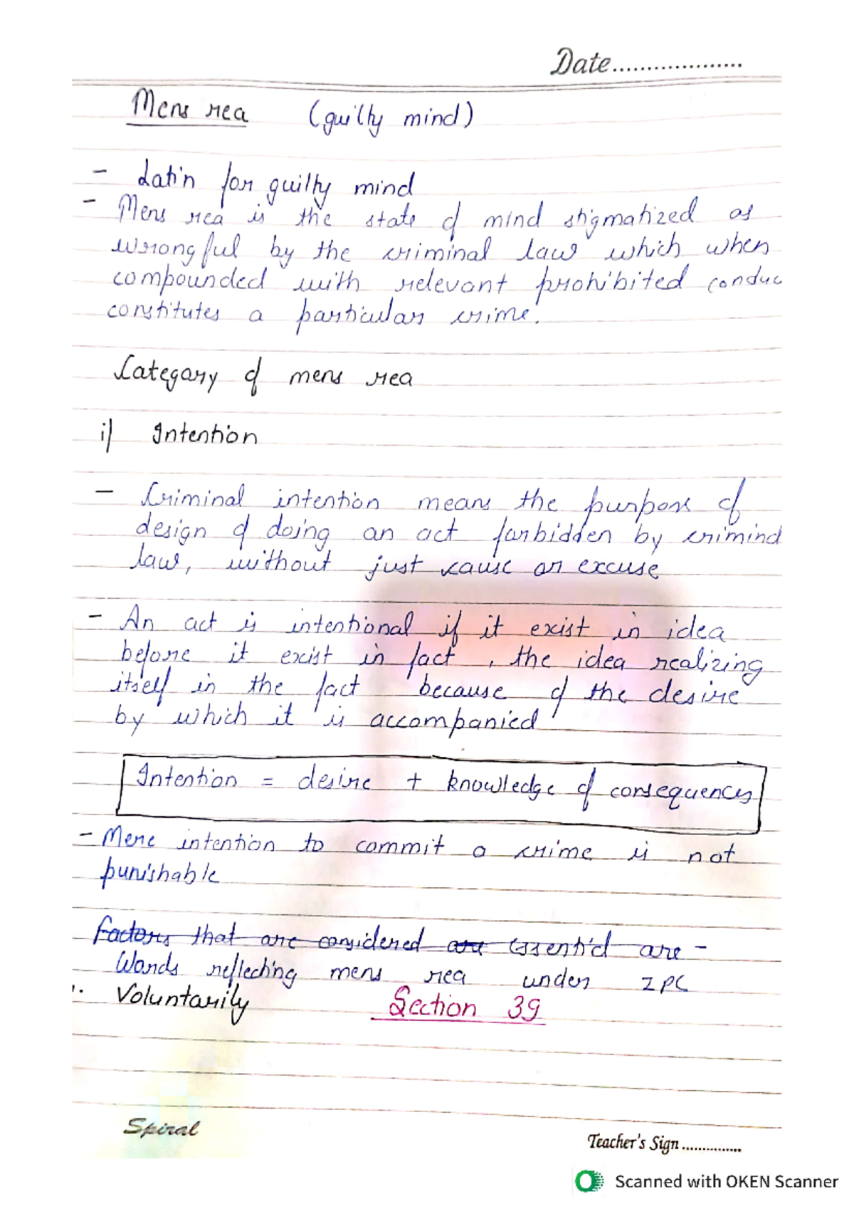Mens rea notes - Date Mens rea (guilty mind) Latin for guilty mind Mens ...