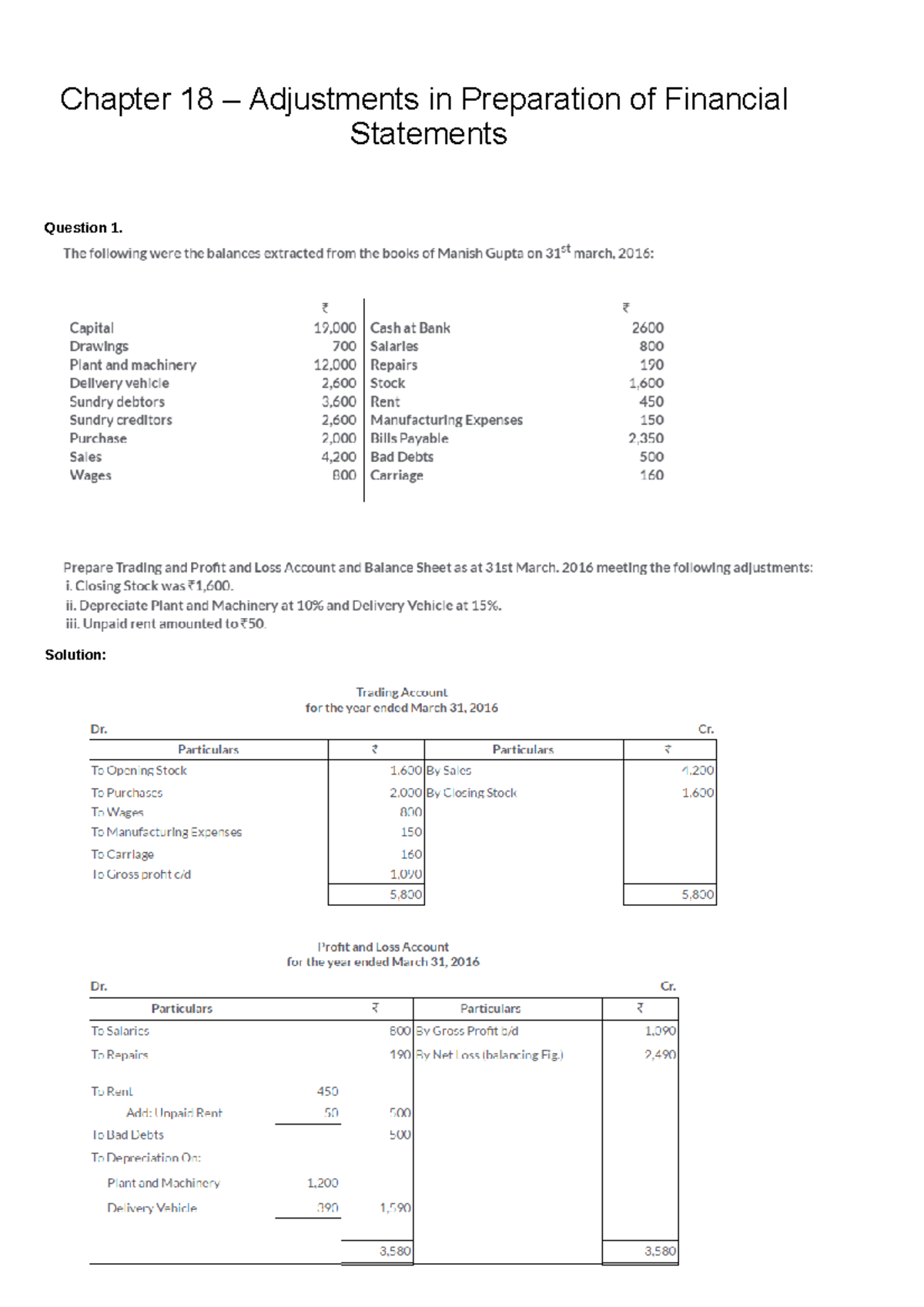 Chapter 18 – Adjustments in Preparation of Financial Statements ...