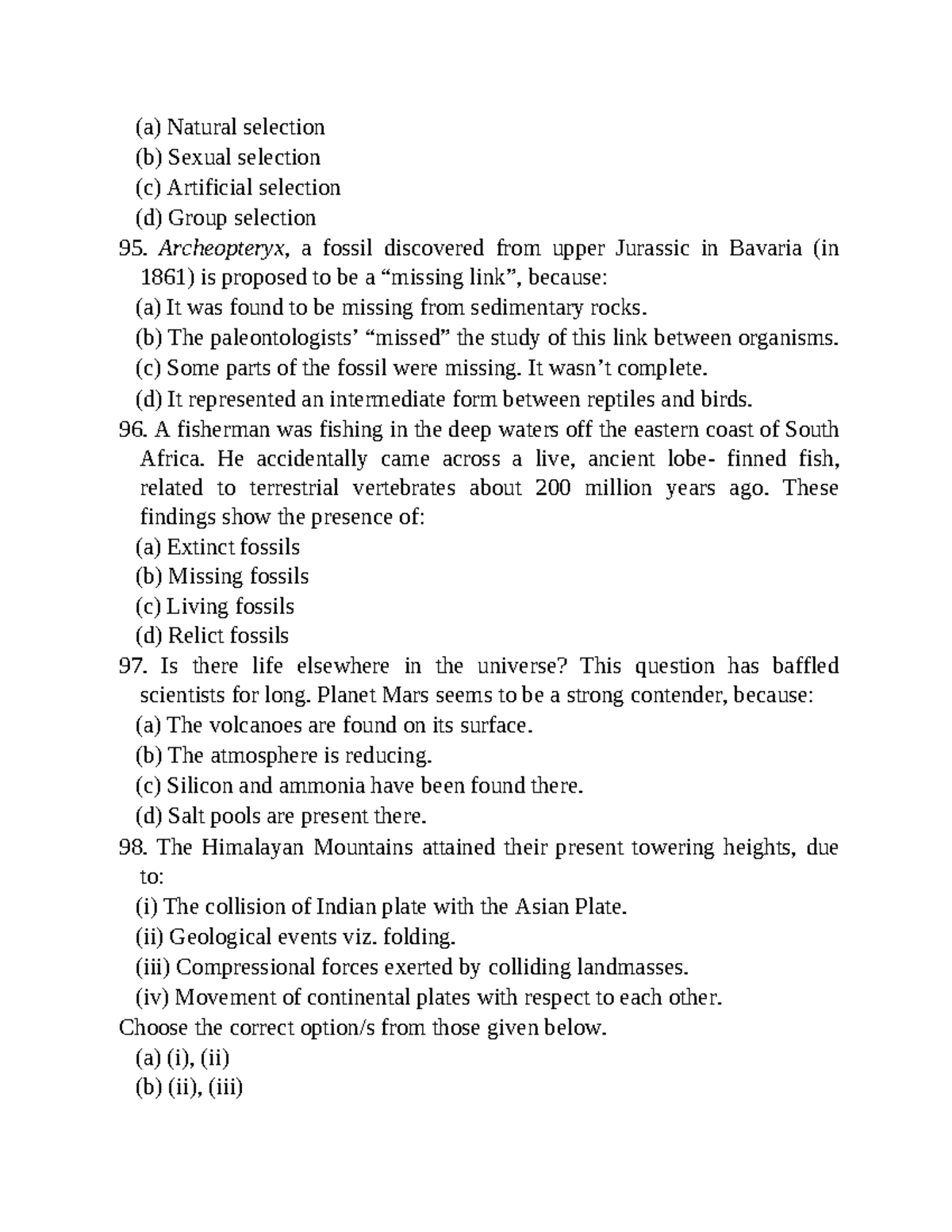 General science for UPSC-103 - (a) Natural selection (b) Sexual ...