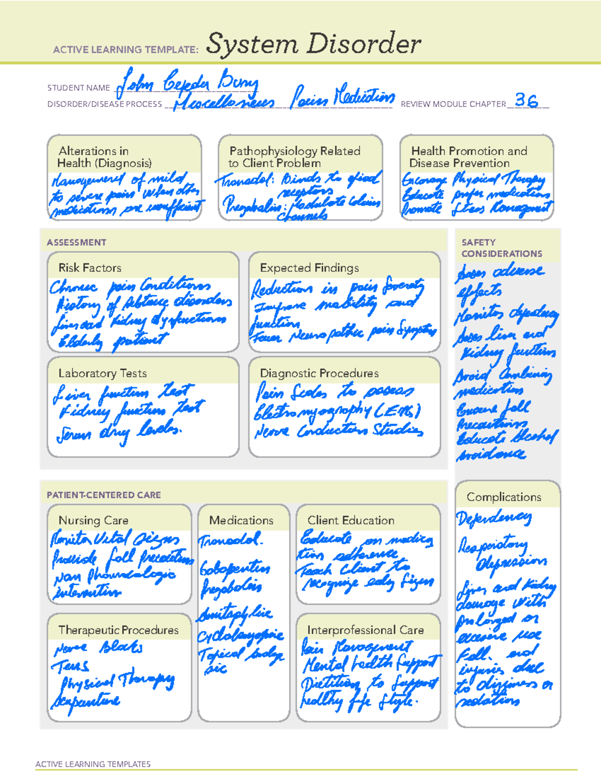 Template med surg 6 - good - ACTIVE LEARNING TEMPLATES System Disorder ...