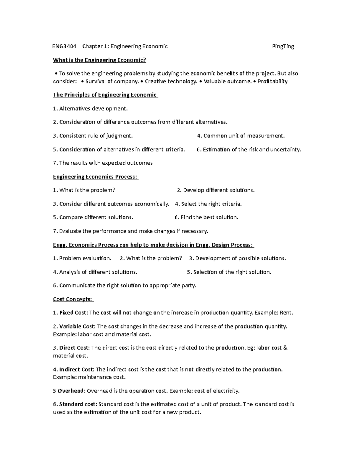 The Principles of Engineering Economic - ENG3404 Chapter 1: Engineering ...