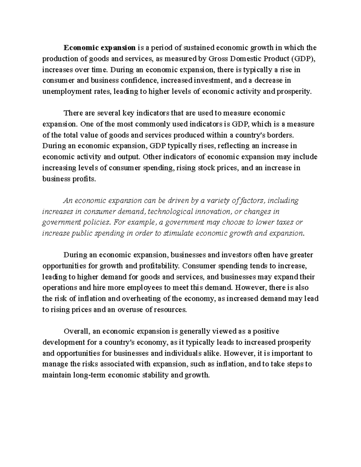 Macro. Economic Expansion - Economic expansion is a period of sustained ...