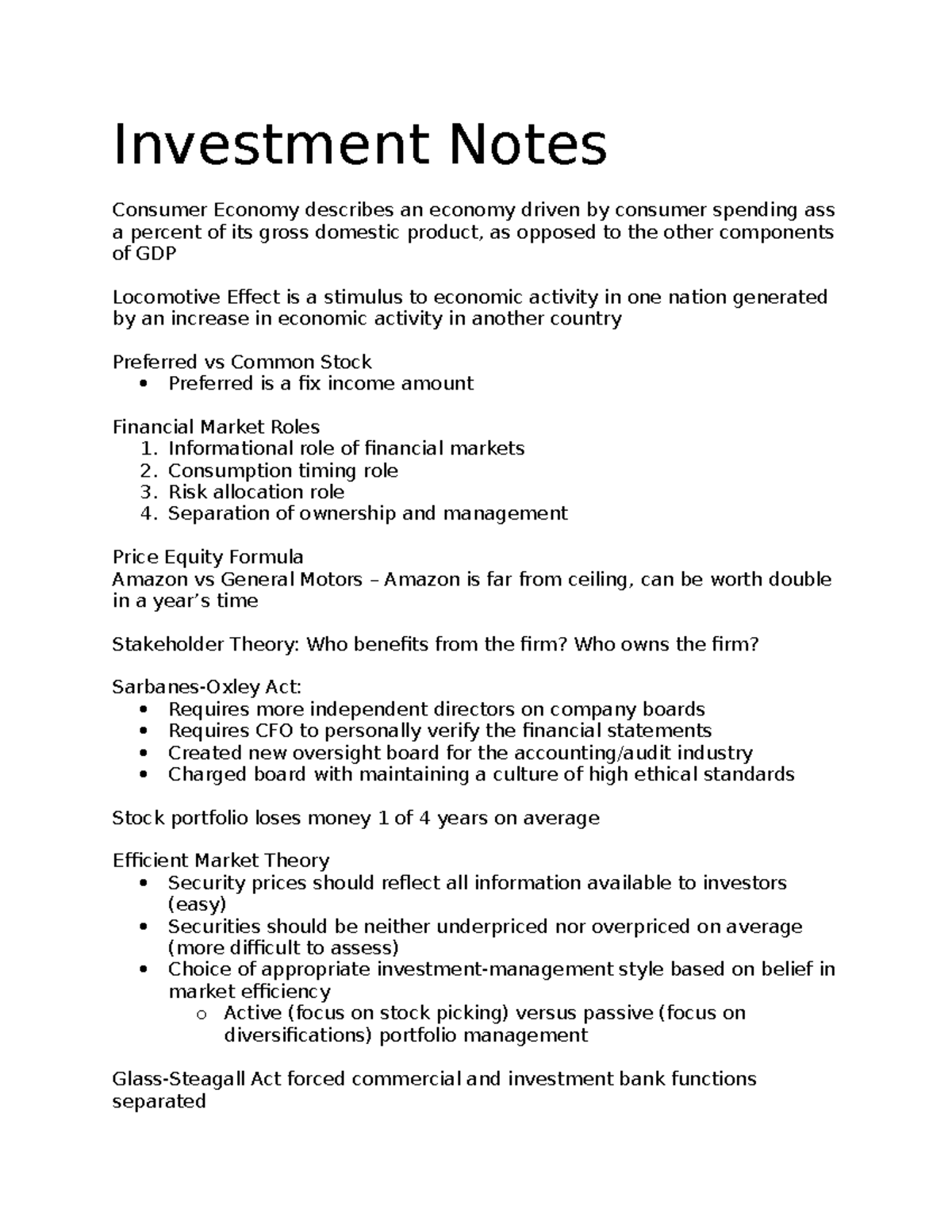 Investment Notes - Informational role of financial markets 2 ...