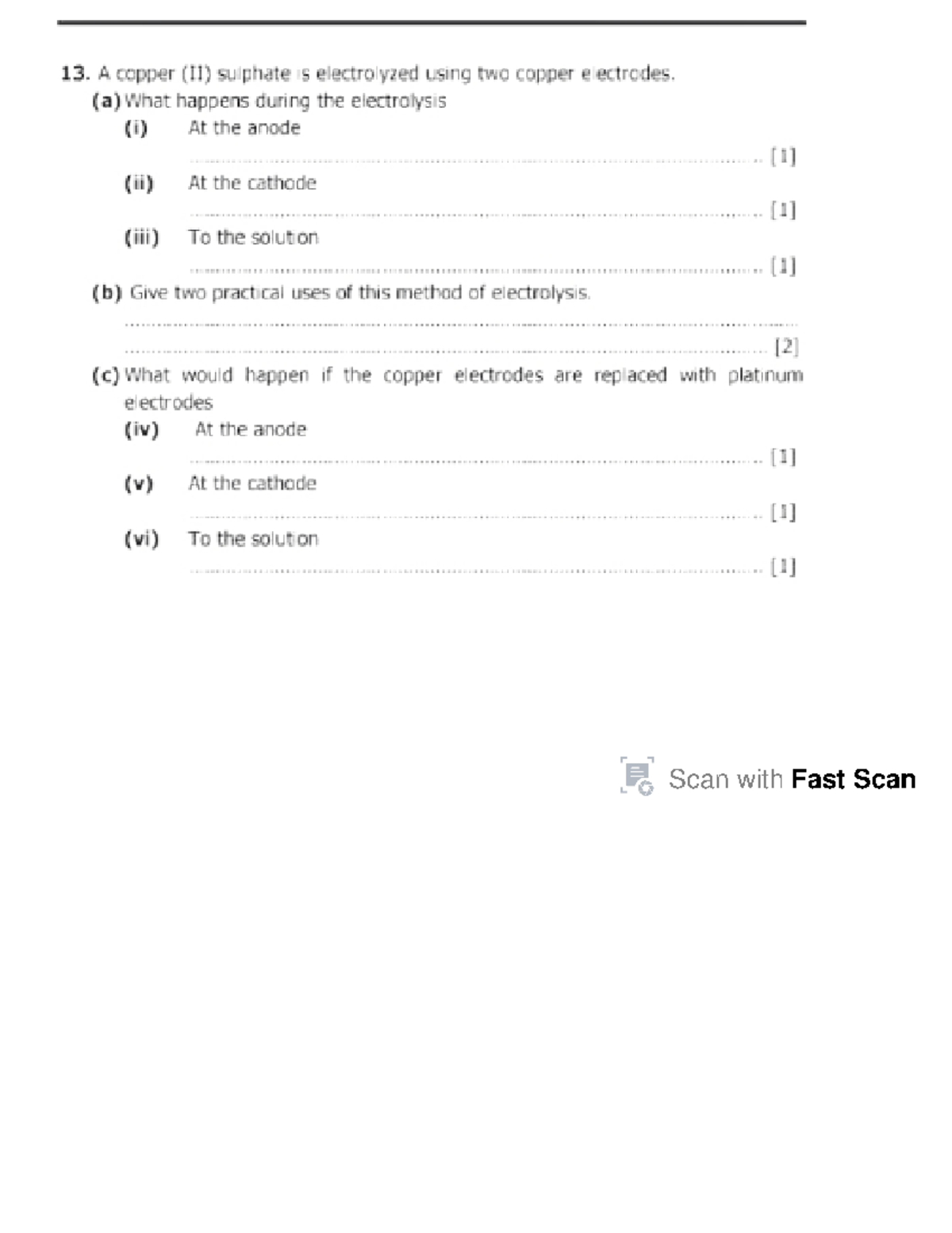 Chemistry 11# - BGCSE - 13. A copper (II) sulphate is electrolyzed ...