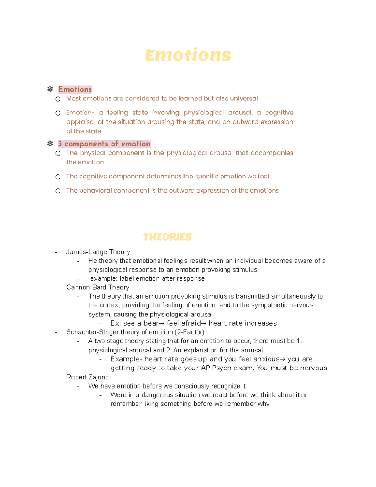 Emotion Lecture Notes Emotions Emotions Most Emotions Are Considered