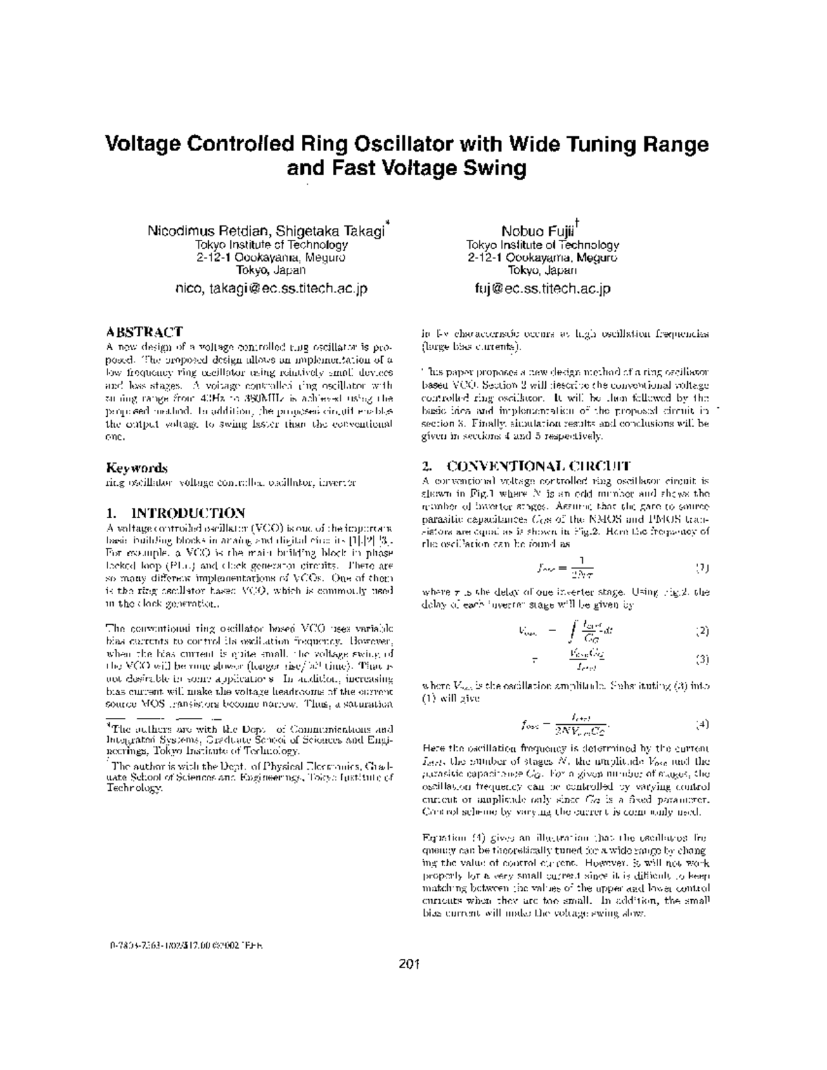 Voltage controlled ring oscillator with wide tuning range and fa ...