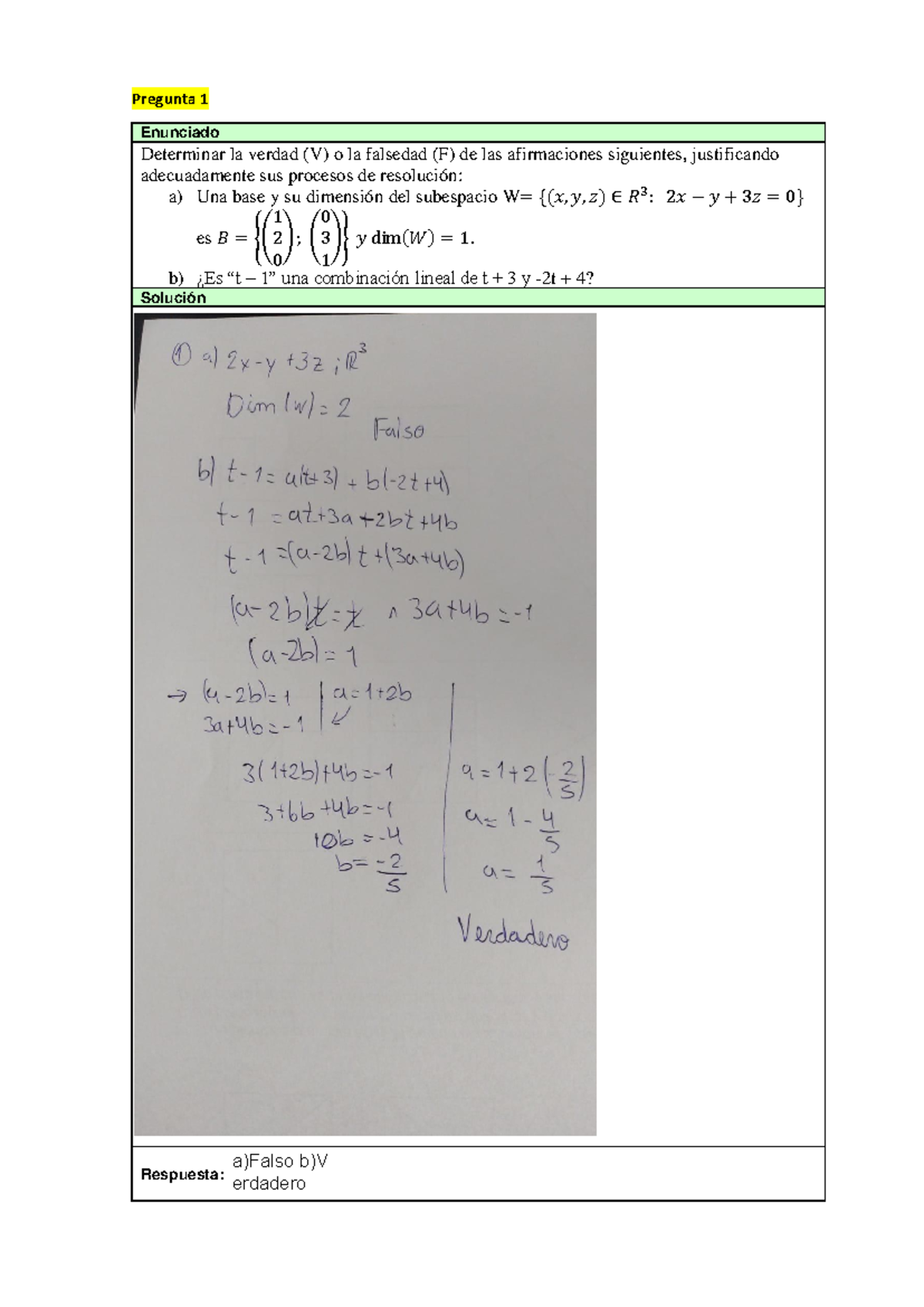 EE2 Matba-T2-desarrollo UG - Enunciado Determinar la verdad (V) o la falsedad (F) de las - Studocu