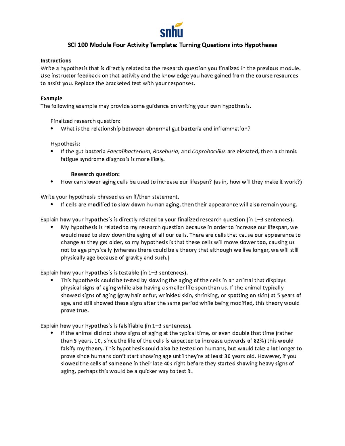 SCI 100 Module Four Activity Template - Use instructor feedback on that ...