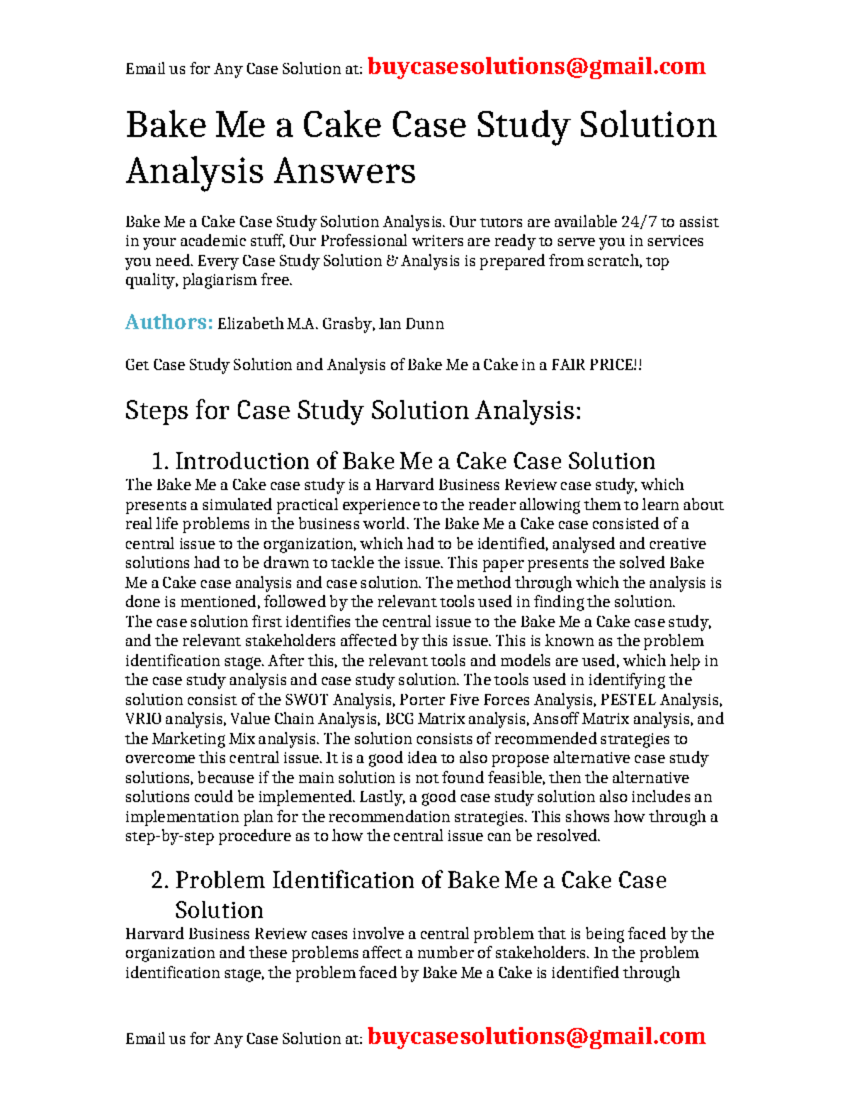 Bake Me a Cake Case Study Solution Analysis - Our tutors are available 24/7 to assist in your ...