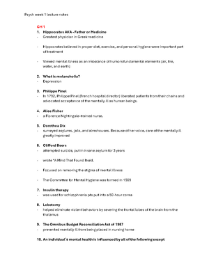 Chapter 5 - Psychiatric nursing assignment - CHAPTER 5: Theories and Therapies (10 QUESTIONS ...