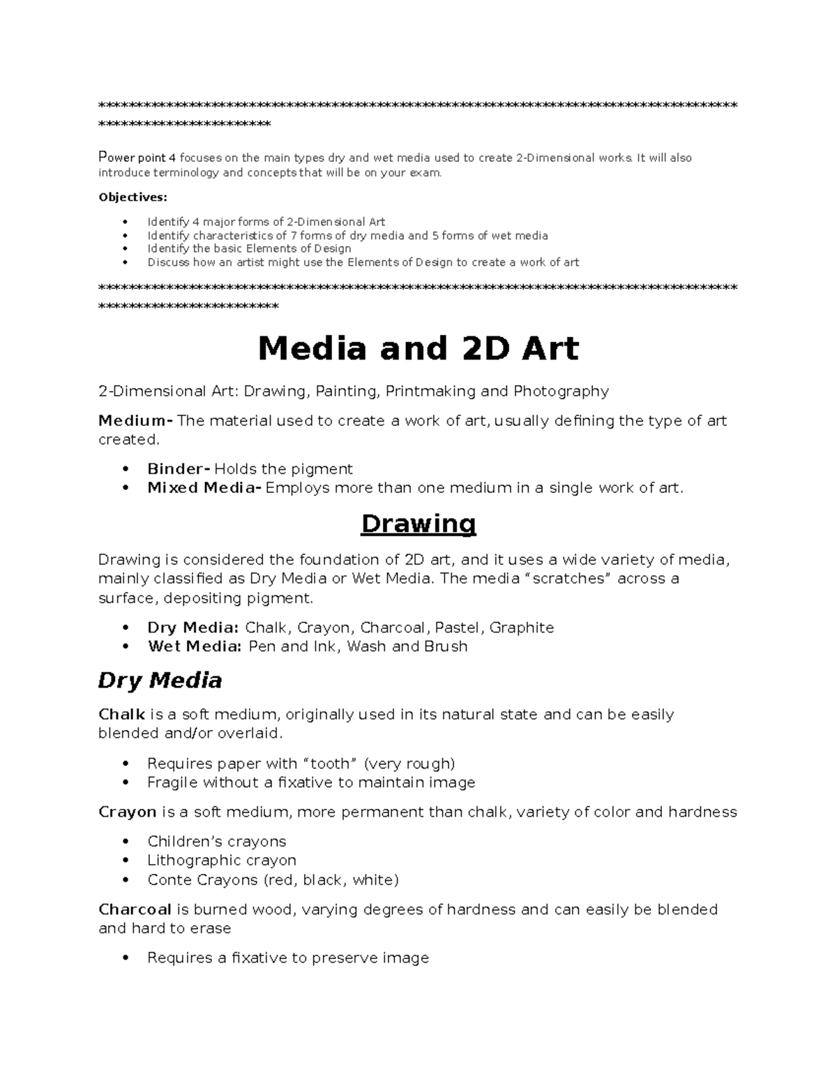 Media and 2D Art - In these lecture notes we go into the elements of 2D ...