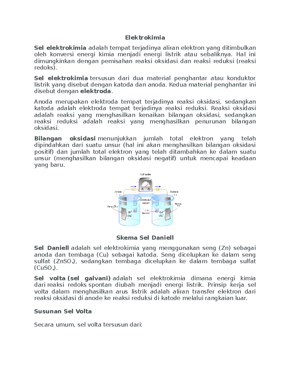 Elektrokimia - Hal ini dimungkinkan dengan pemisahan reaksi oksidasi ...