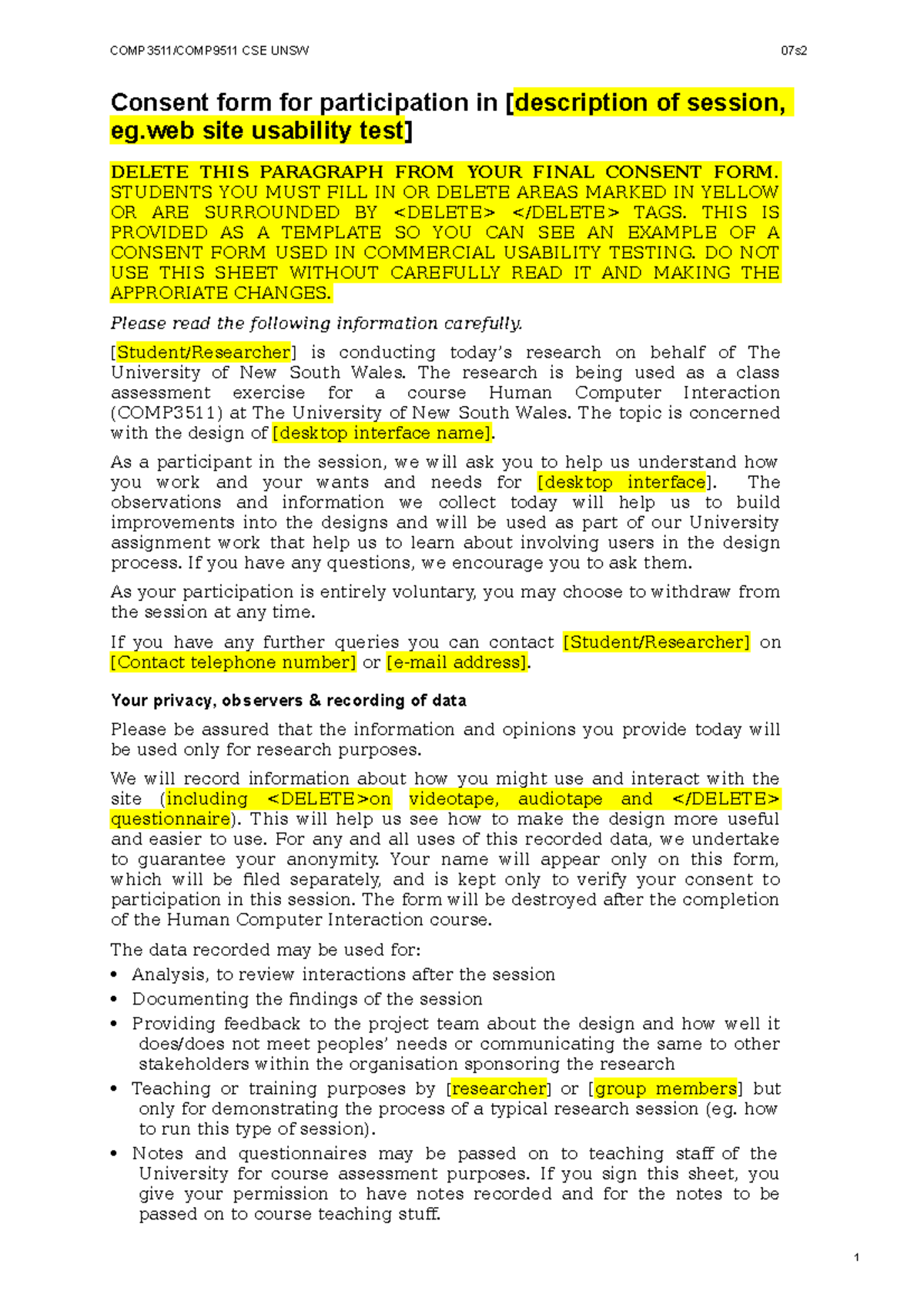 Sample-consent-form08 for comp9511 21T0 - COMP3511/COMP9511 CSE UNSW ...