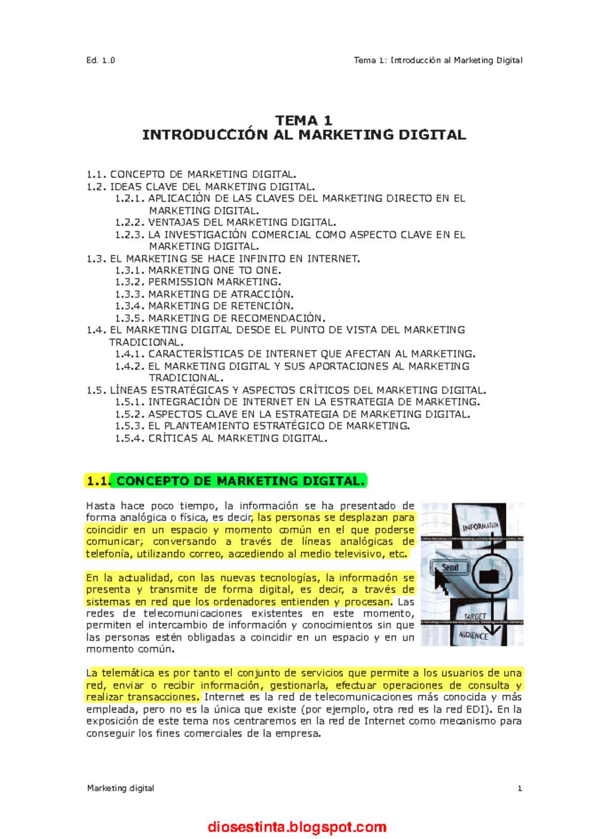 Marketing Digital 1 - TEMA 1 INTRODUCCIÓN AL MARKETING DIGITAL 1. CONCEPTO DE MARKETING DIGITAL ...