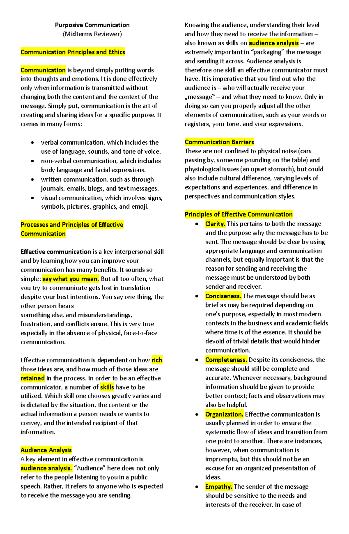 Purcom- Reviewer - Purposive Communication (Midterms Reviewer ...