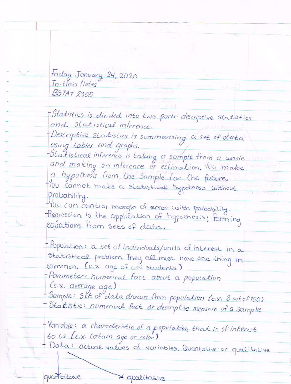 BSTAT 2305 Lecture Notes - BSTAT 2305 - UT Arlington - Studocu