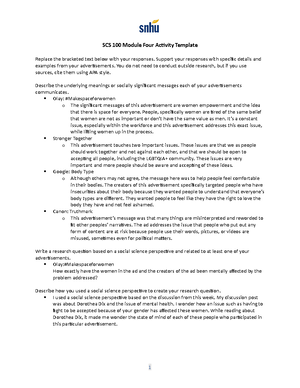 SCS 100 Module Five Activity Template - SCS 100 Module Five Activity ...