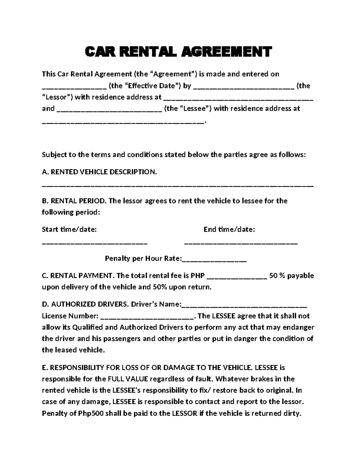 469088746 CAR Rental Agreement - CAR RENTAL AGREEMENT This Car Rental ...