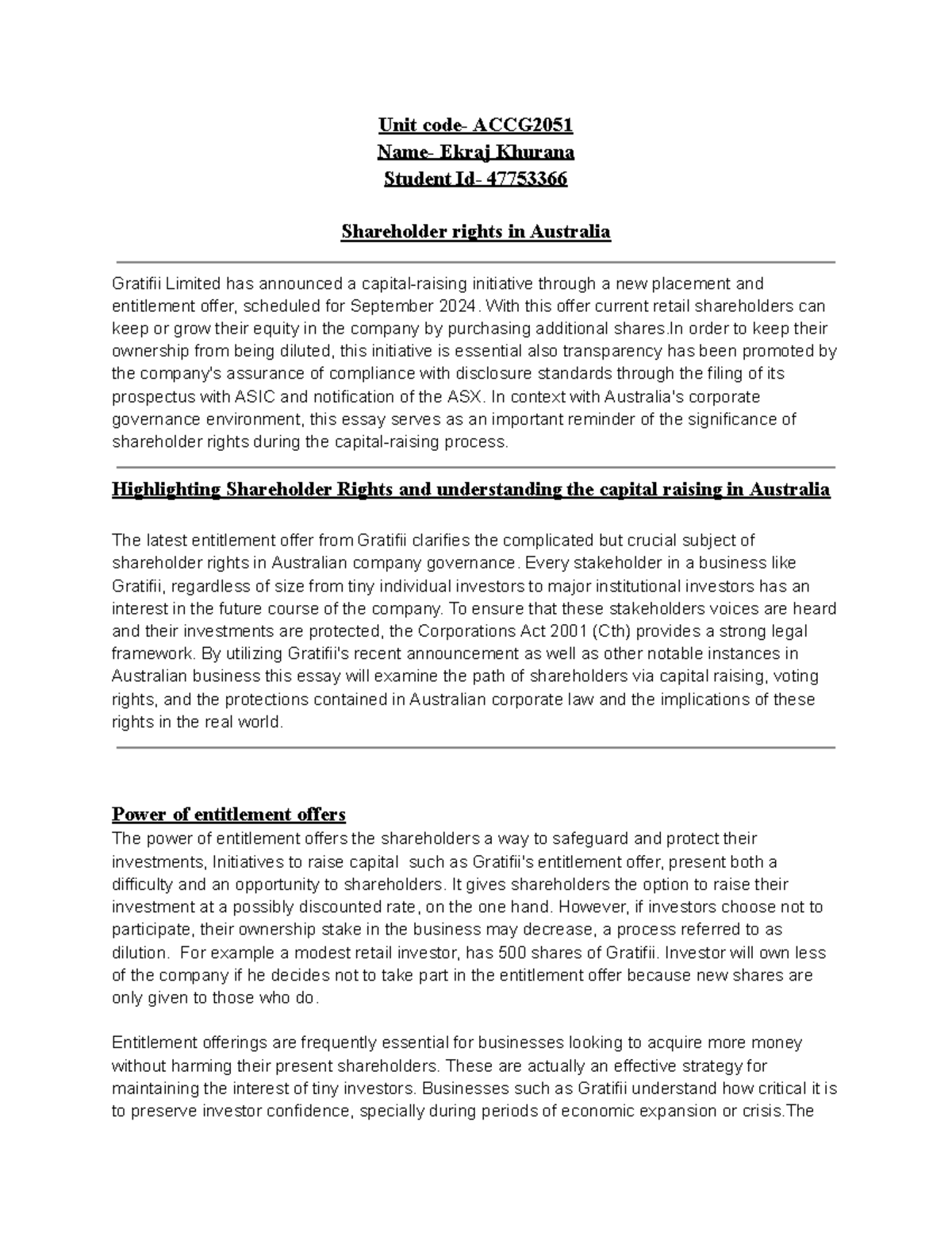 ACCG2051 Media Assignment - Unit code- ACCG Name- Ekraj Khurana Student ...