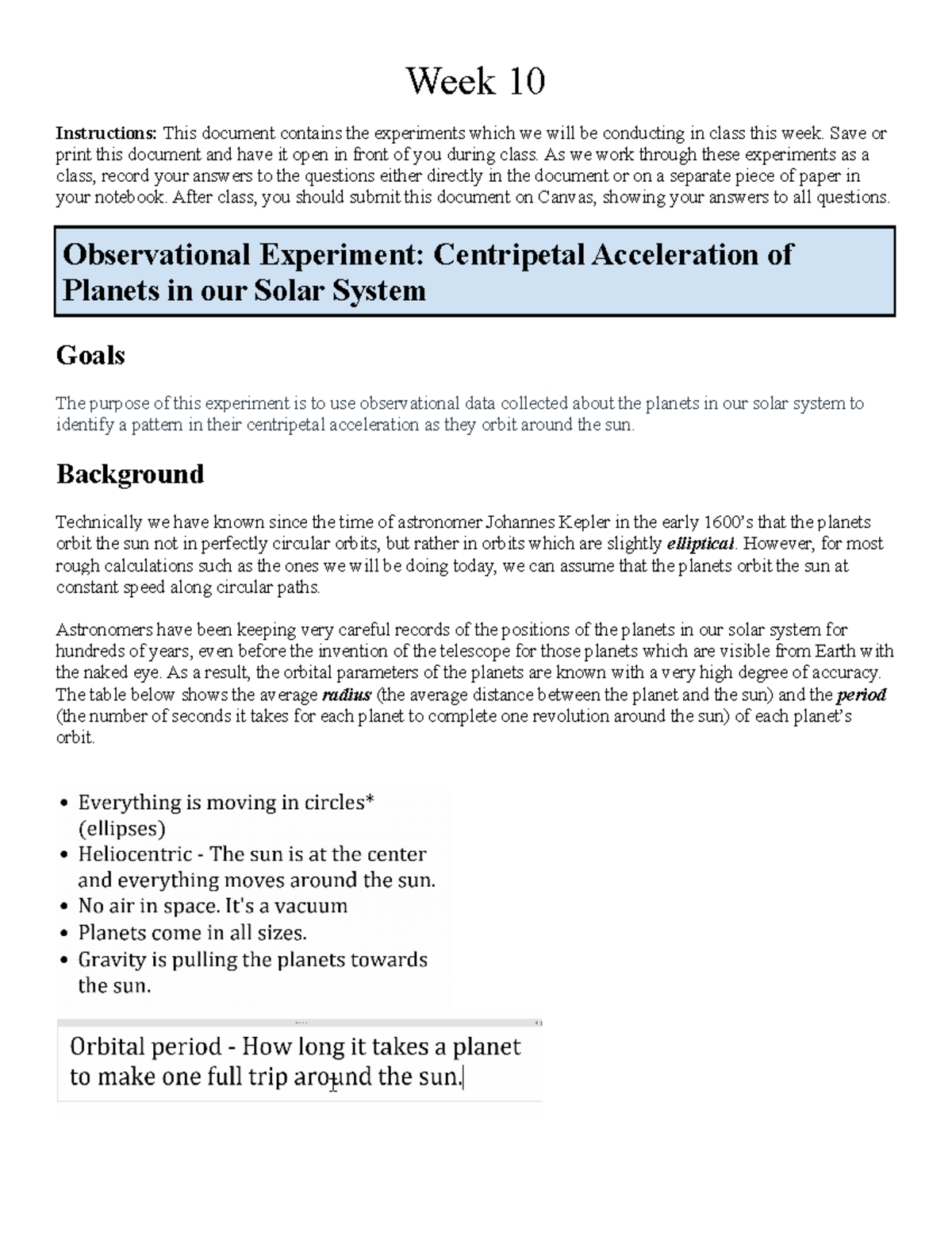 Physics 205 Week 10 Experiments - Week 10 Instructions: This document ...