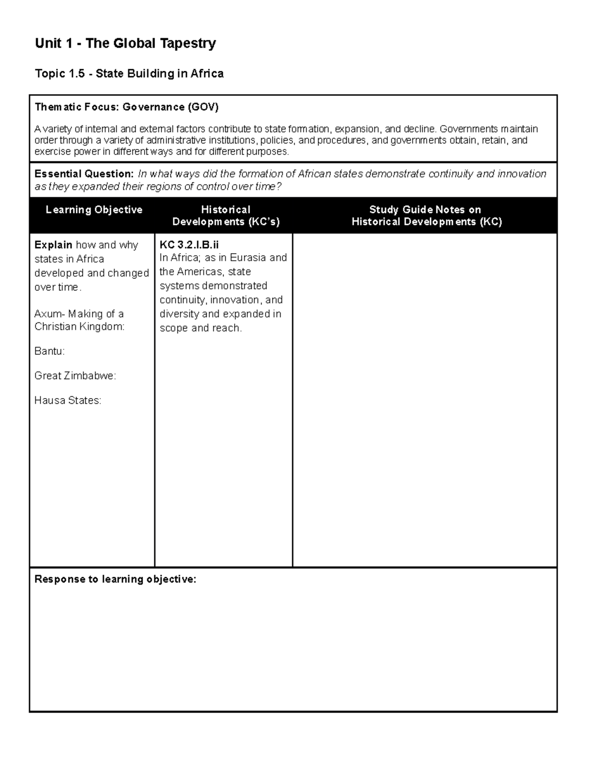 Unit 1.5 State Building in Africa (w pgs) - Unit 1 - The Global ...