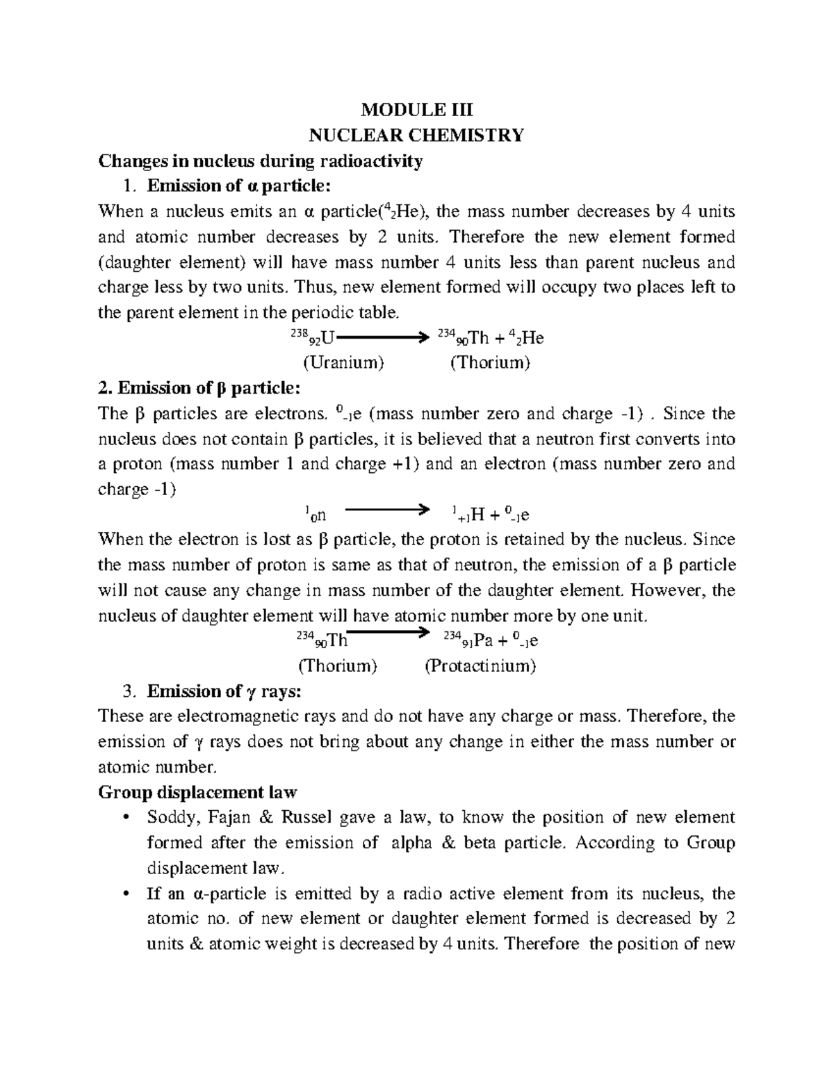 Module II Nuclear chemistry note 2 - MODULE III NUCLEAR CHEMISTRY ...